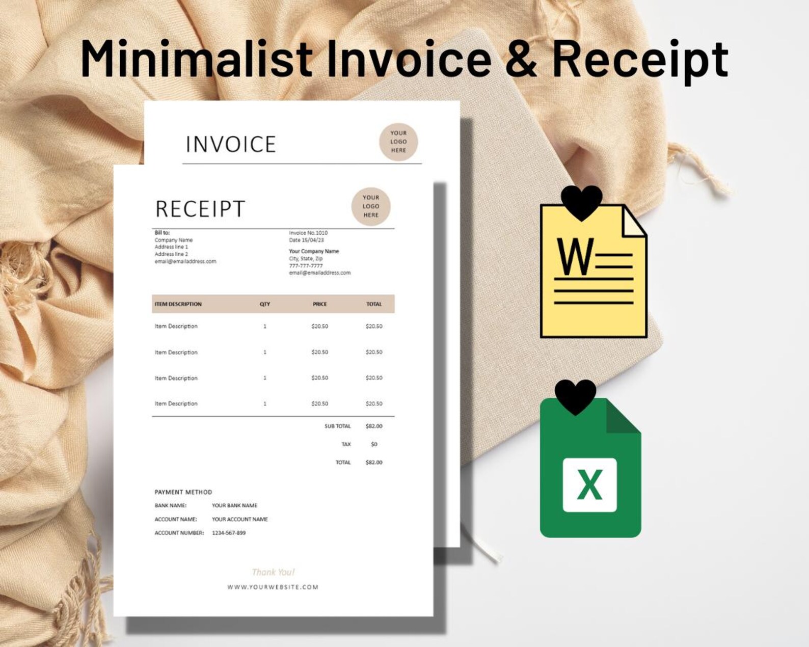 Invoice Template Excel, Order Form, Invoice Template for Small Business ...
