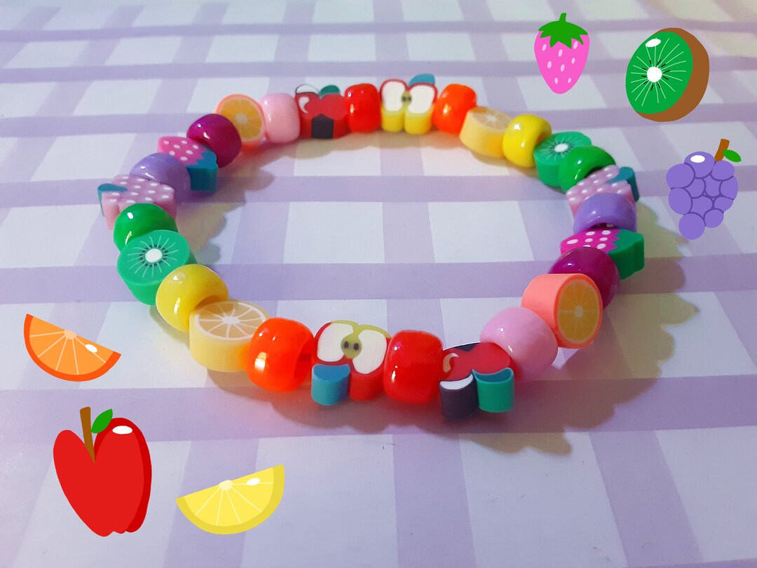 Rainbow Fruit Salad Themed Kandi Bracelet - Etsy