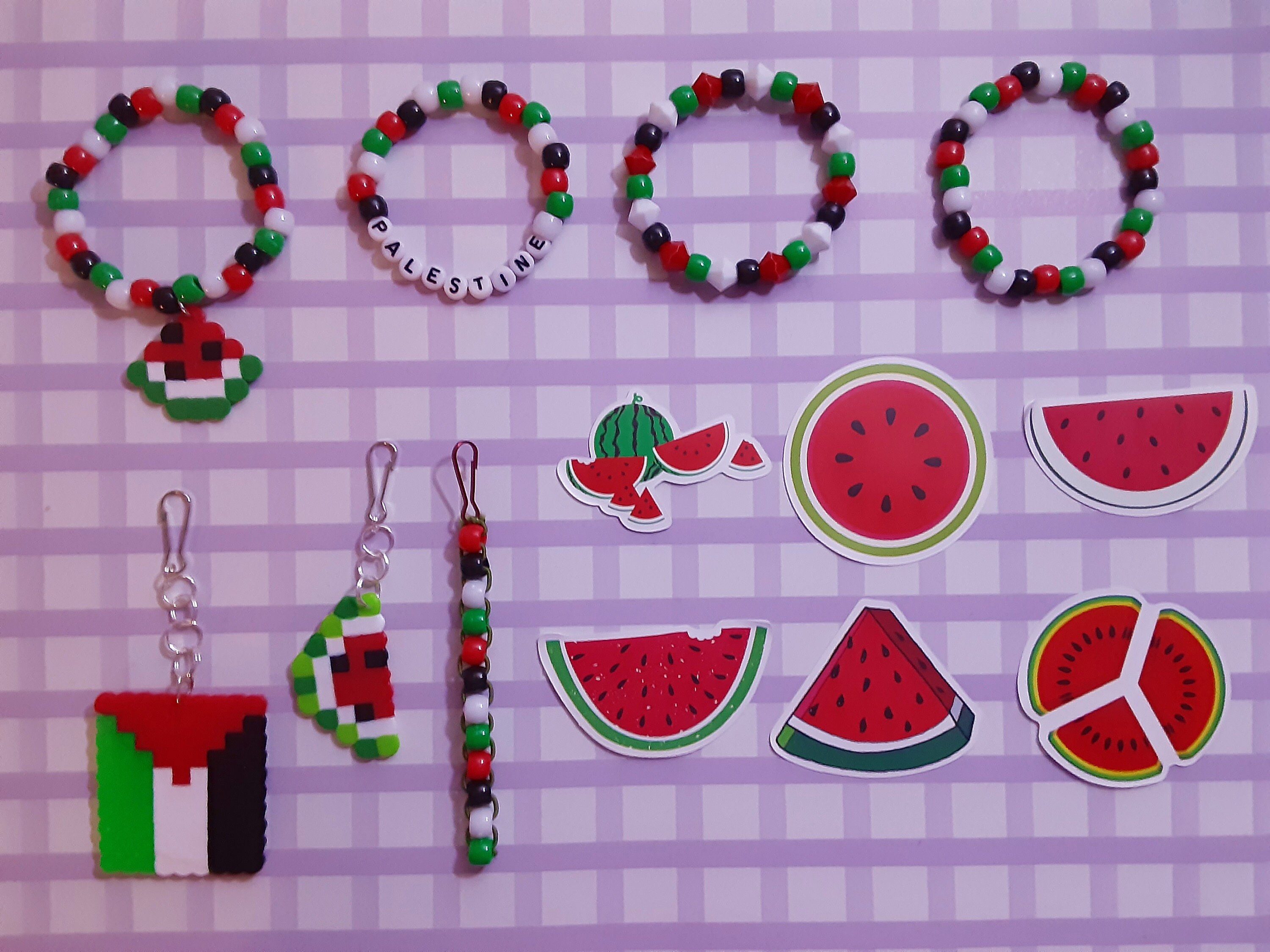 FREE PALESTINE Kandi Bracelets, Perler Bead Keychains, and Watermelon ...