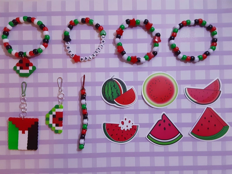 FREE PALESTINE Kandi Bracelets, Perler Bead Keychains, and Watermelon ...