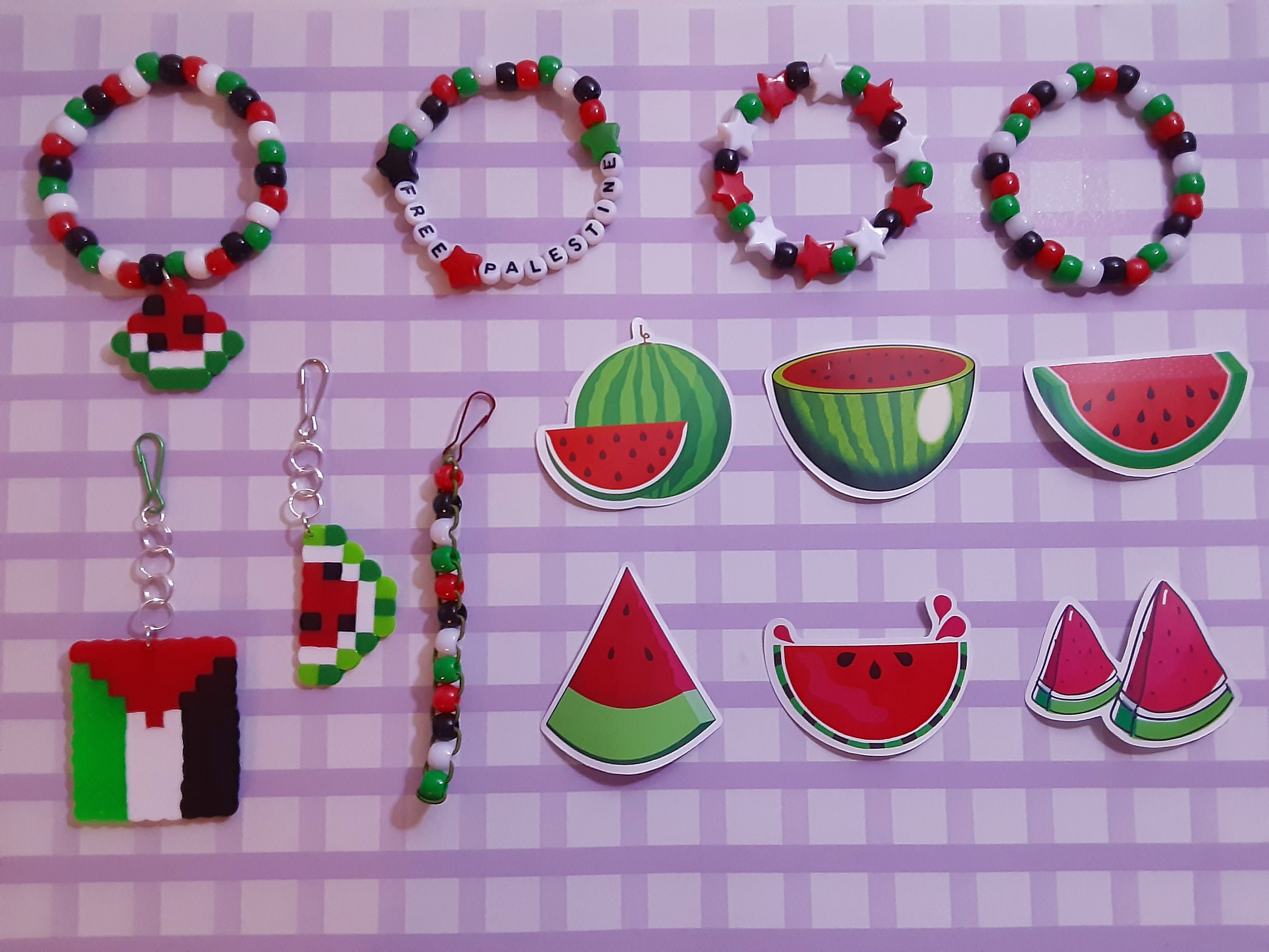 FREE PALESTINE Kandi Bracelets, Perler Bead Keychains, and Watermelon ...