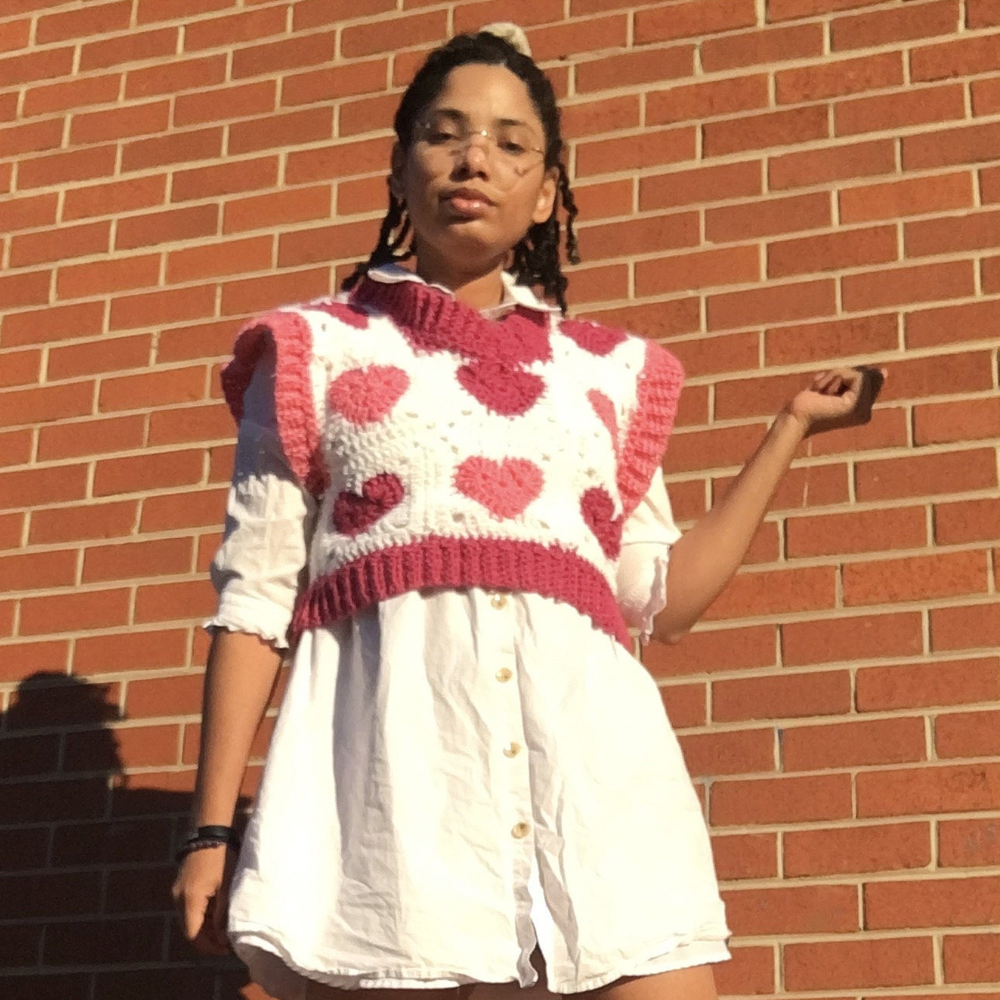 Crochet Cropped Heart Granny Square Vest - Etsy