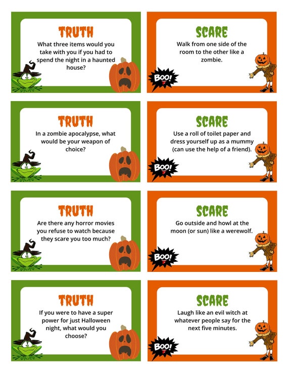 Halloween Printable Kid's Halloween Printable Truth or - Etsy