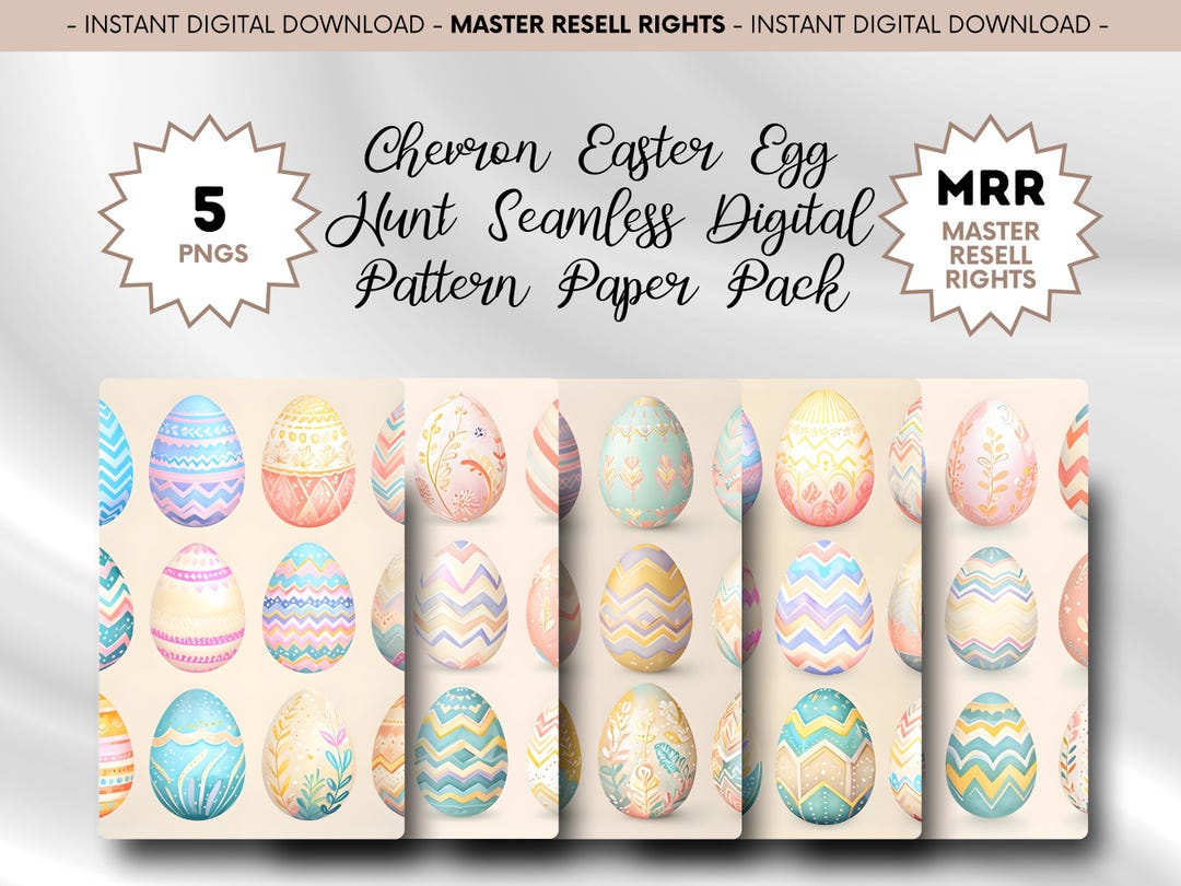Chevron Easter Egg Hunt Seamless Digital Pattern Paper Pack With Master ...
