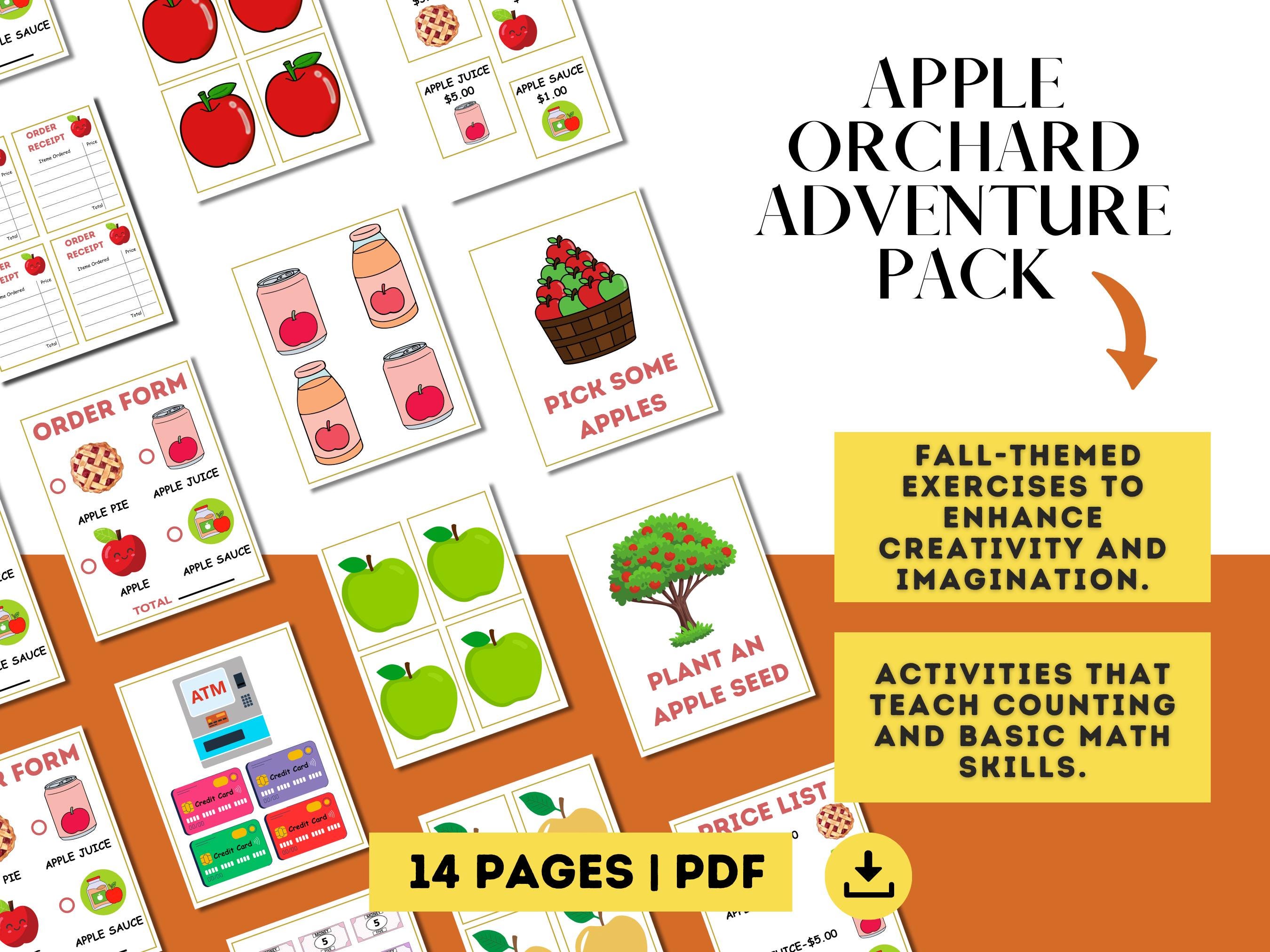Kid's Pretend Play Apple Orchard Fall Homeschool Teacher Printable Pack ...