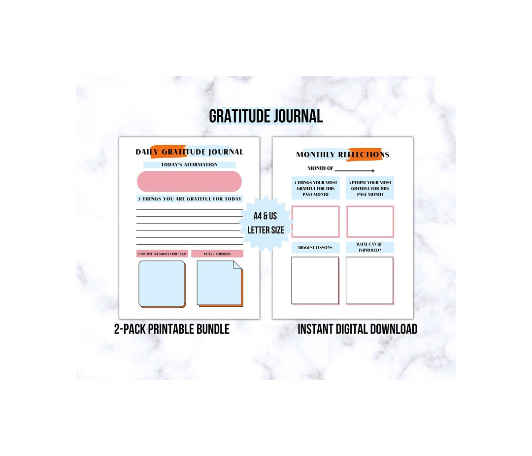 Gratitude Mini Journal 2 Sheet Printable, Daily Gratitude and Monthly ...
