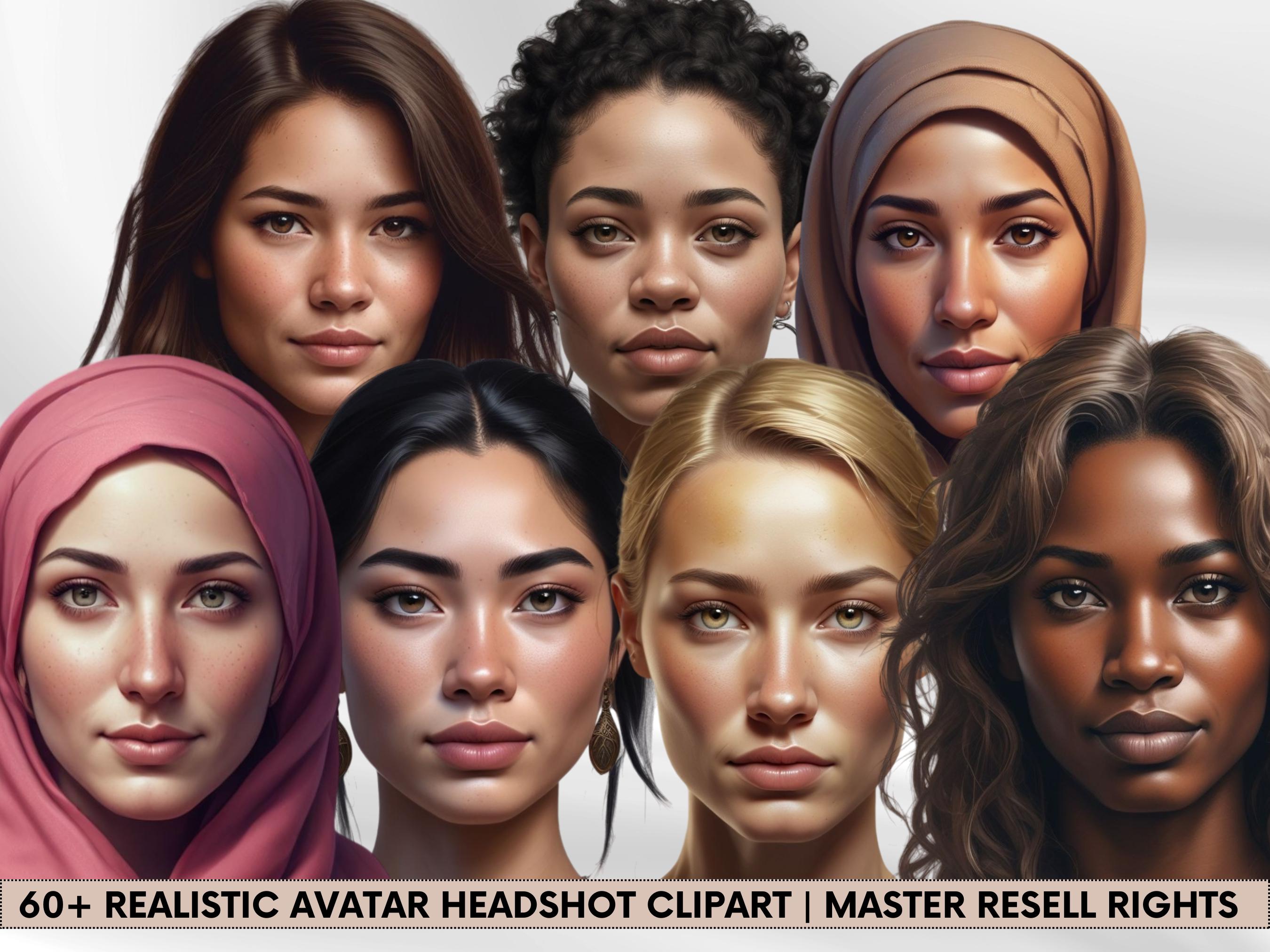 Realistic Avatar Headshot Clipart Pack With Master Resell Rights 60 ...
