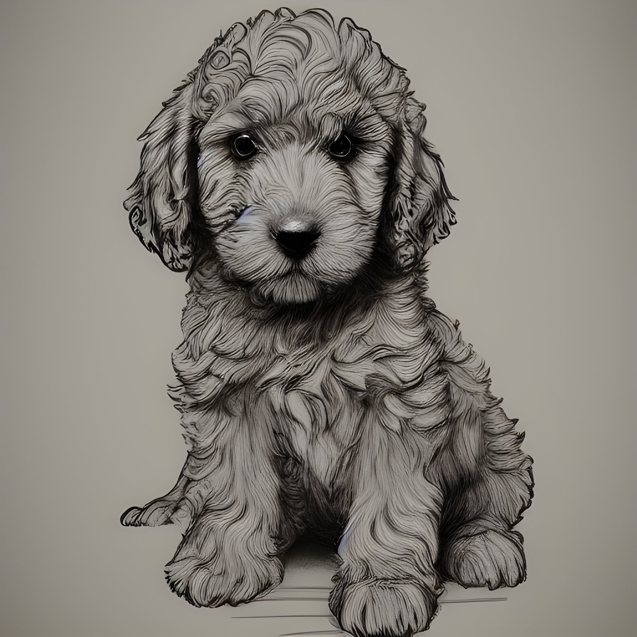 Labradoodle Puppy Drawing Labradoodle Puppy Digital Print - Etsy