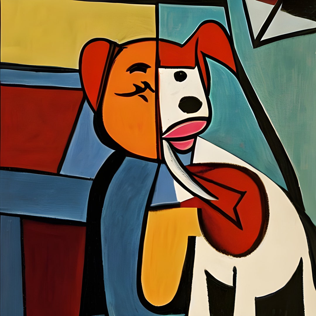 Cute Puppy Digital Wall Art Printable, Pablo Picasso Inspired Dog ...
