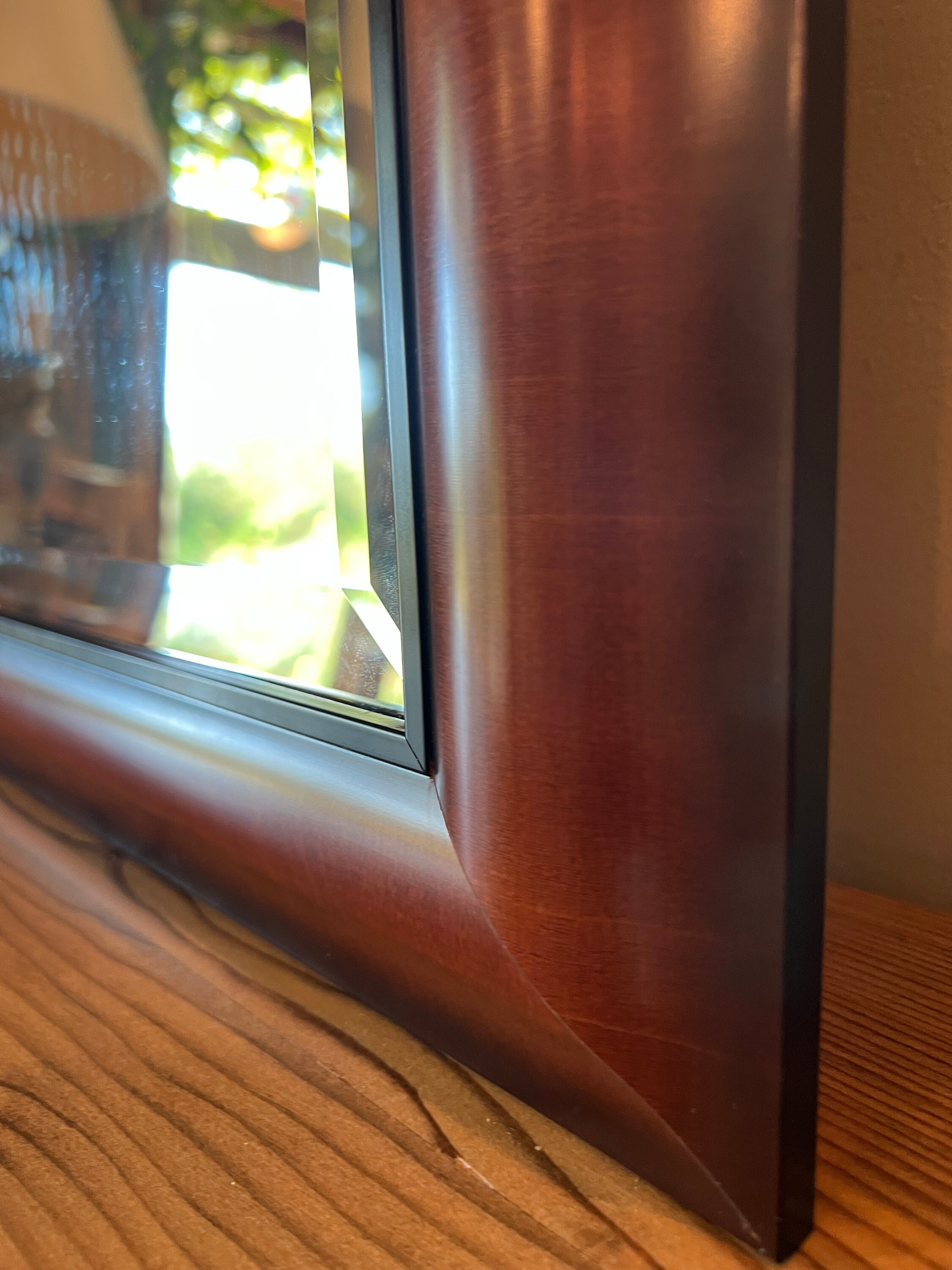 Large Dark Wood Wall Beveled Mirror, 28x35 - Etsy