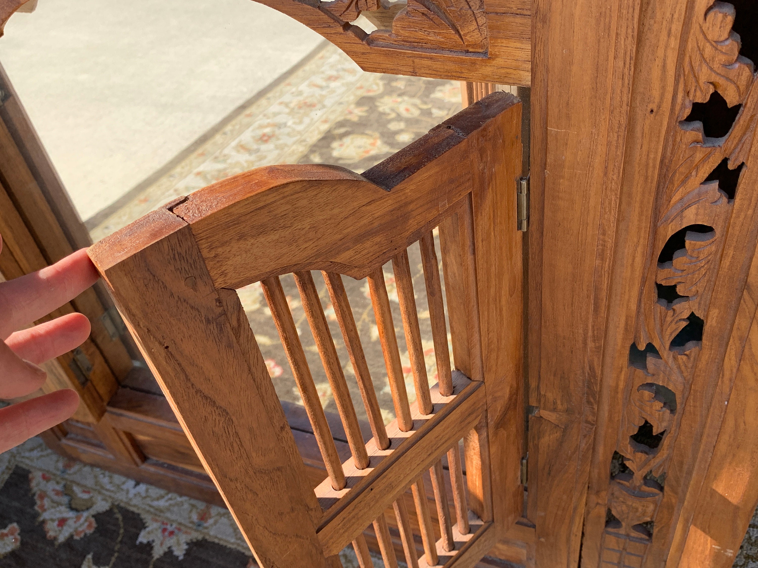 Hand Carved Teak Wood Shutter Wall Mirror 31x36 - Etsy