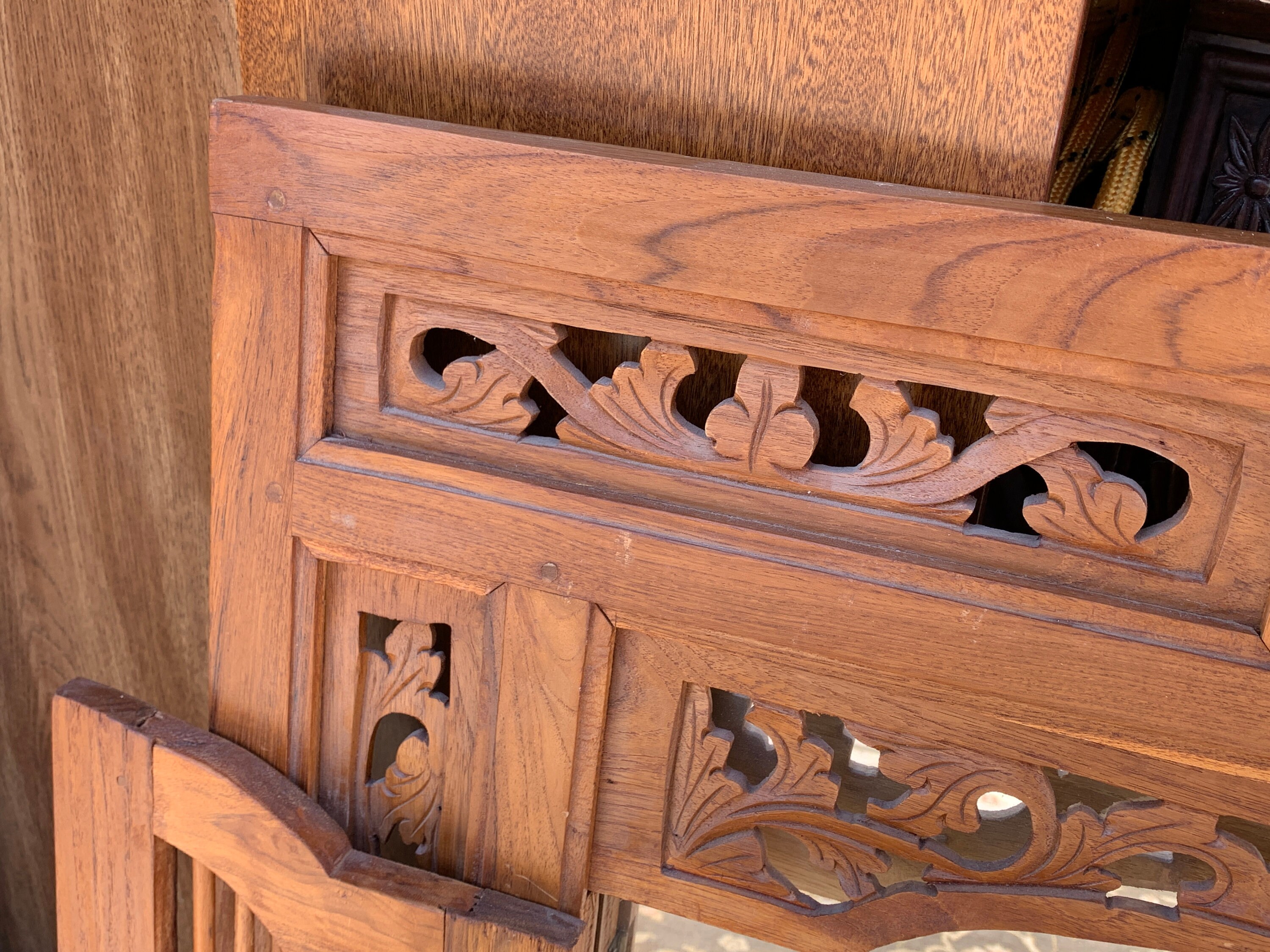 Hand Carved Teak Wood Shutter Wall Mirror 31x36 - Etsy