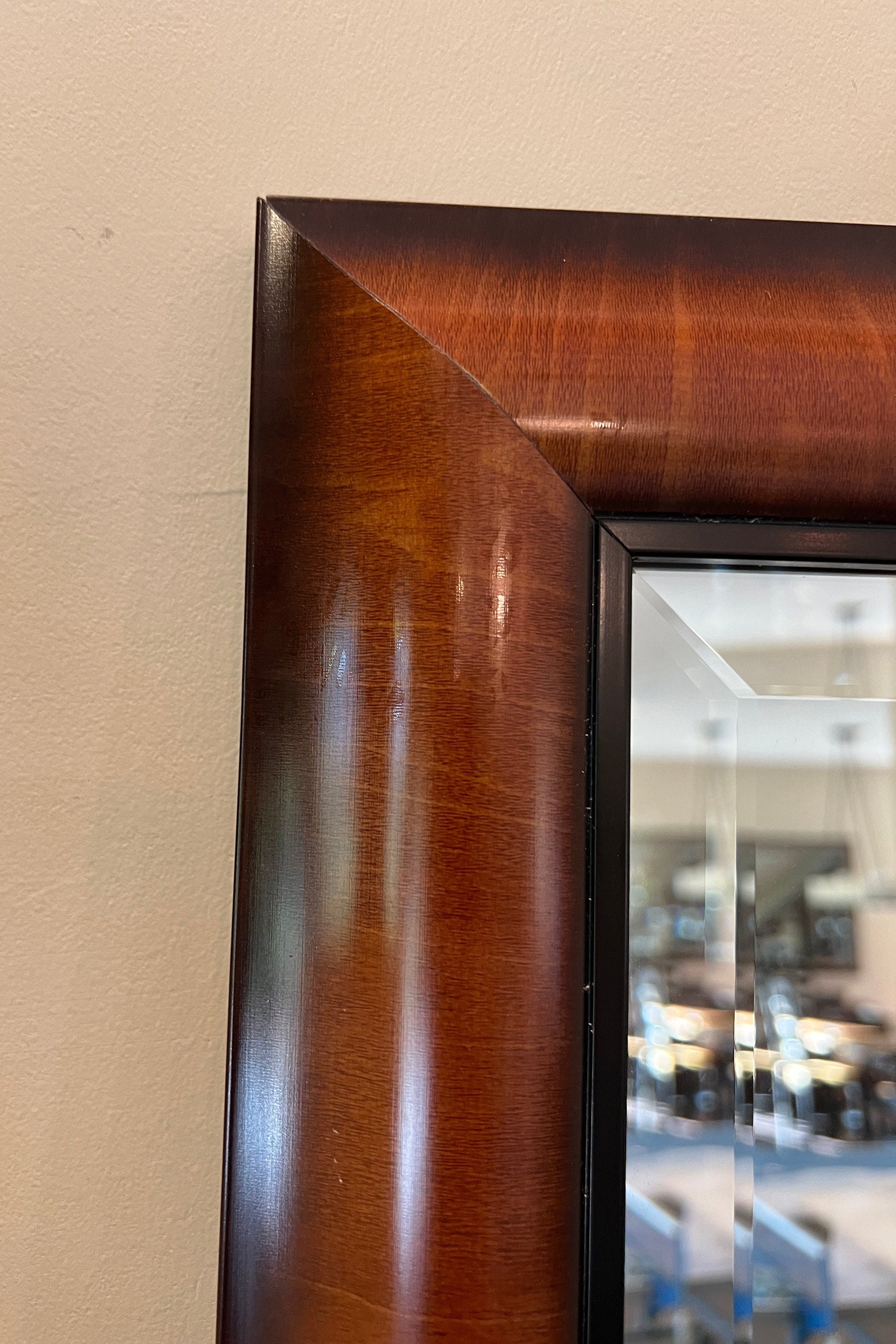 Large Dark Wood Wall Beveled Mirror, 28x35 - Etsy