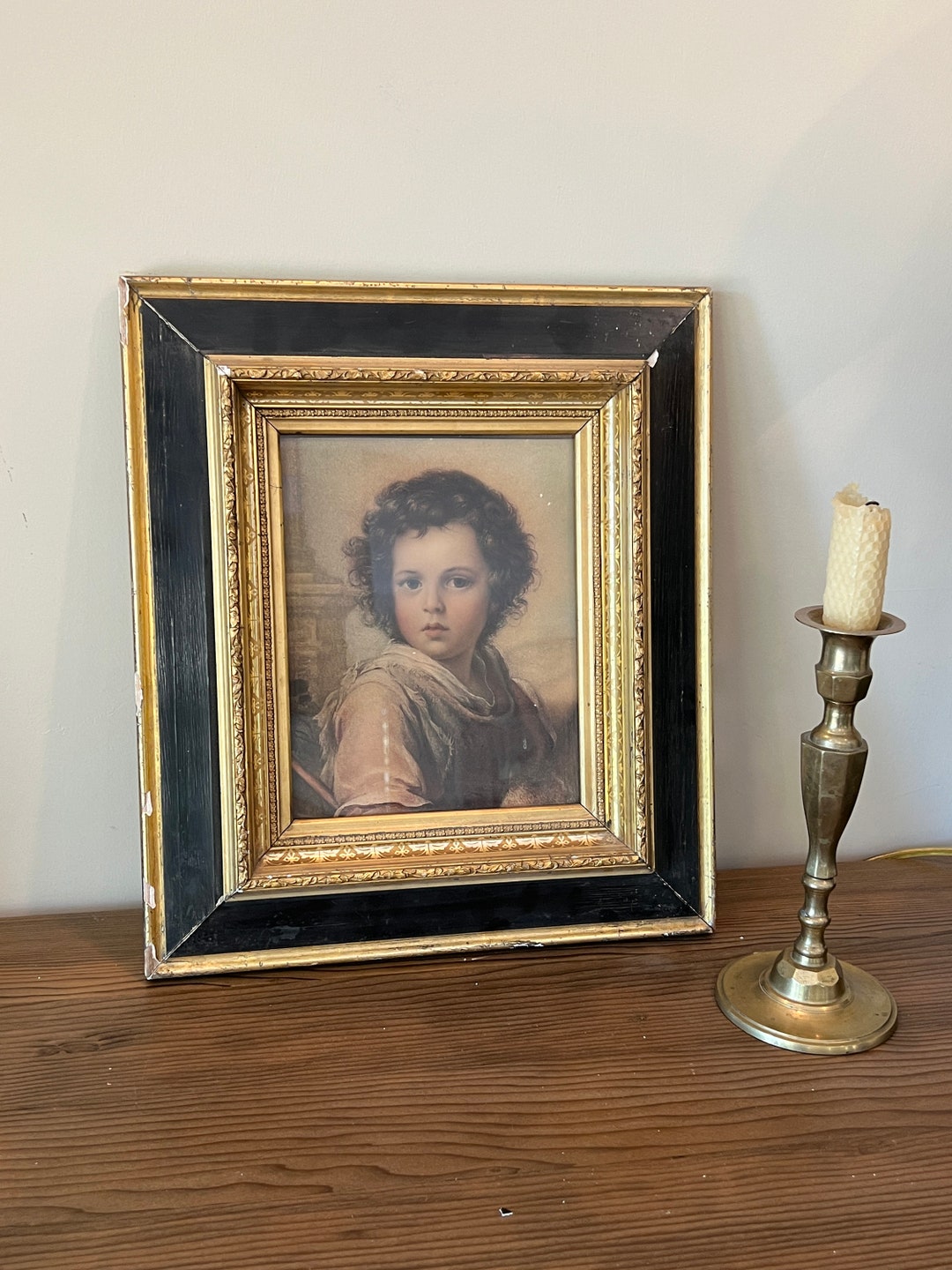 Vintage Murillo Print in Antique Gold Frame, 15x17 - Etsy