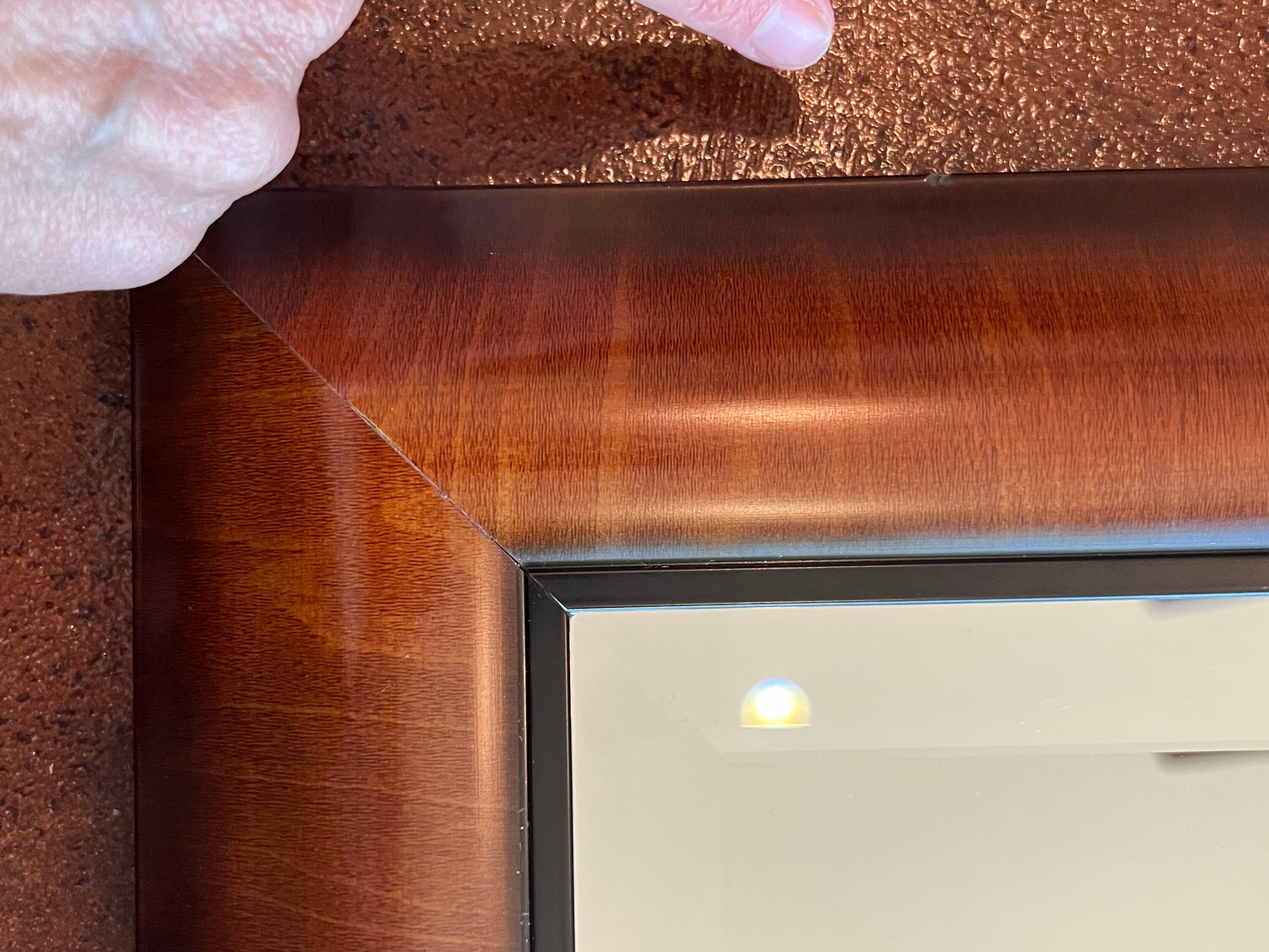 Large Dark Wood Wall Beveled Mirror 28x35 - Etsy