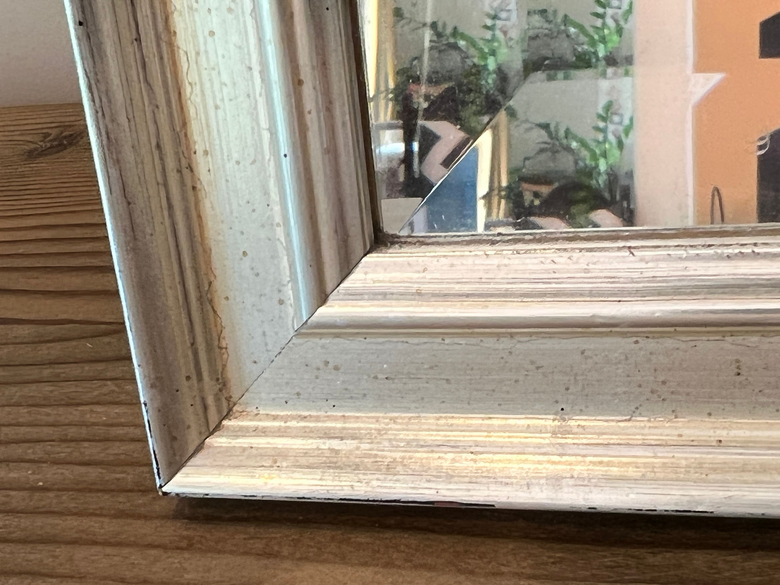 Large Silver Leaf Wood Frame With Beveled Mirror, 28x34 - Etsy