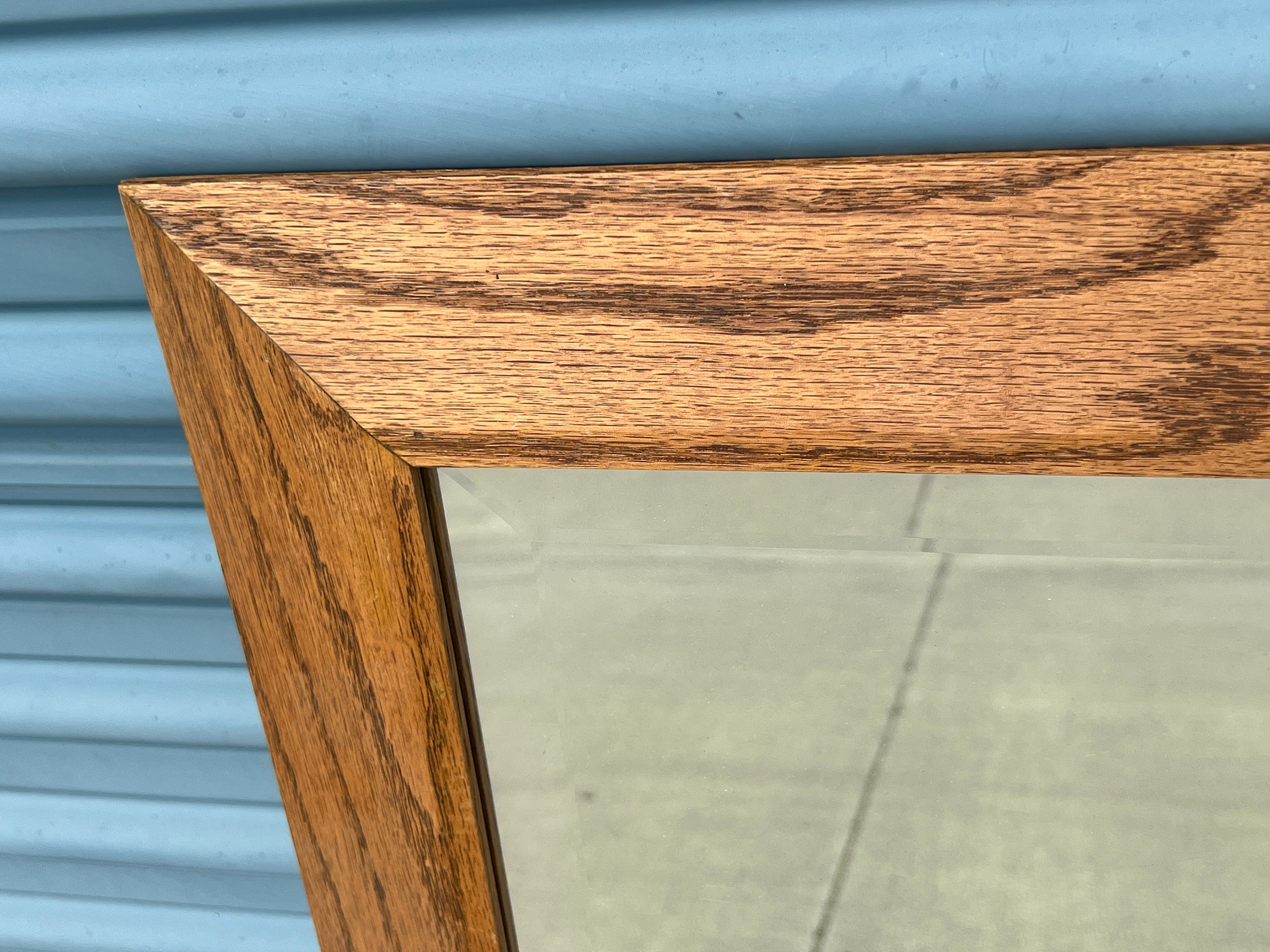 Large Oak Wood Wall Beveled Mirror, 29x41 - Etsy