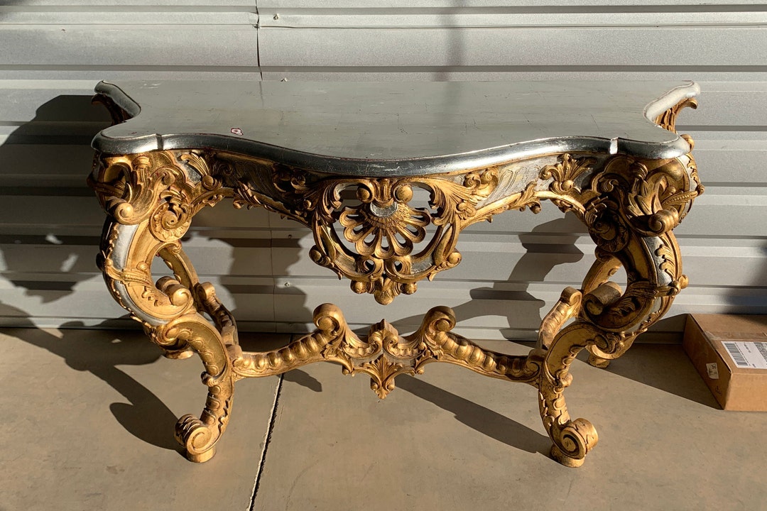 Gold & Silver Leaf Ornate Console Table, 55x21 - Etsy