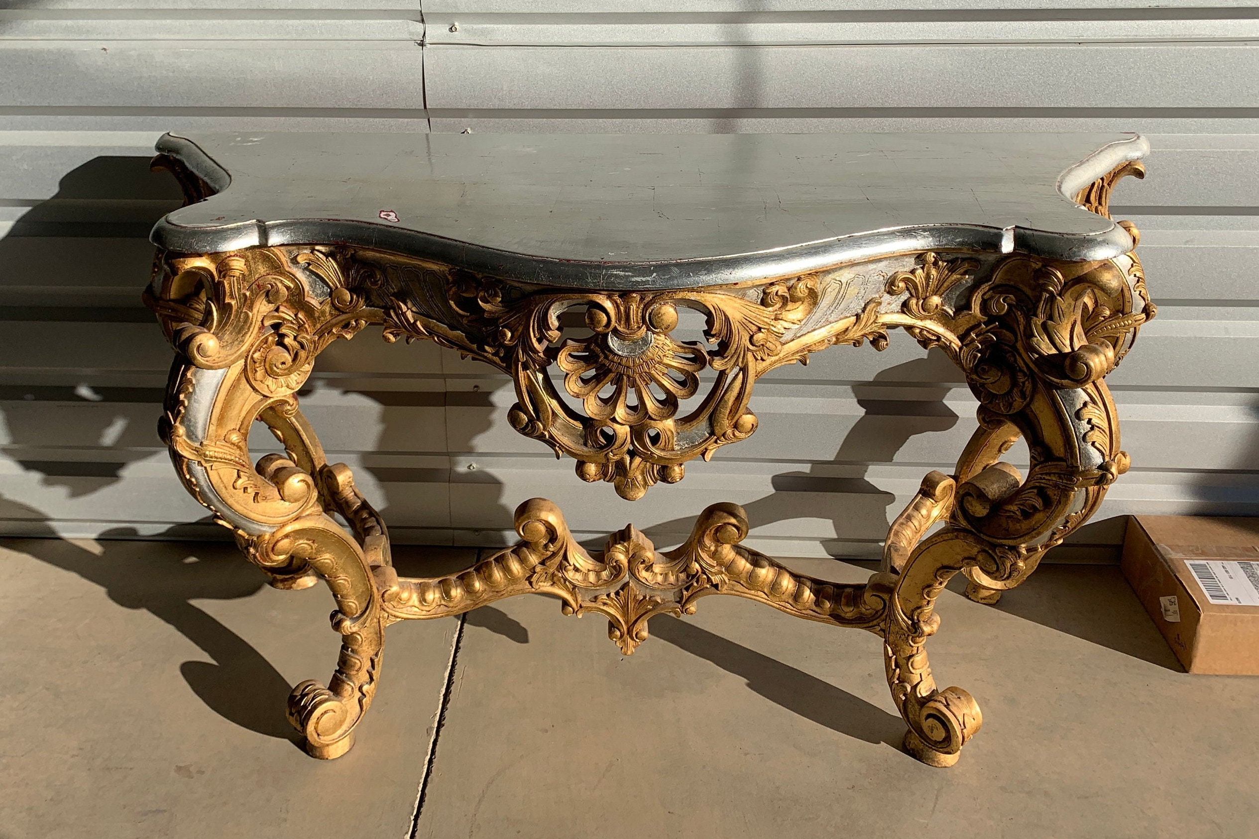 Gold & Silver Leaf Ornate Console Table, 55x21 - Etsy