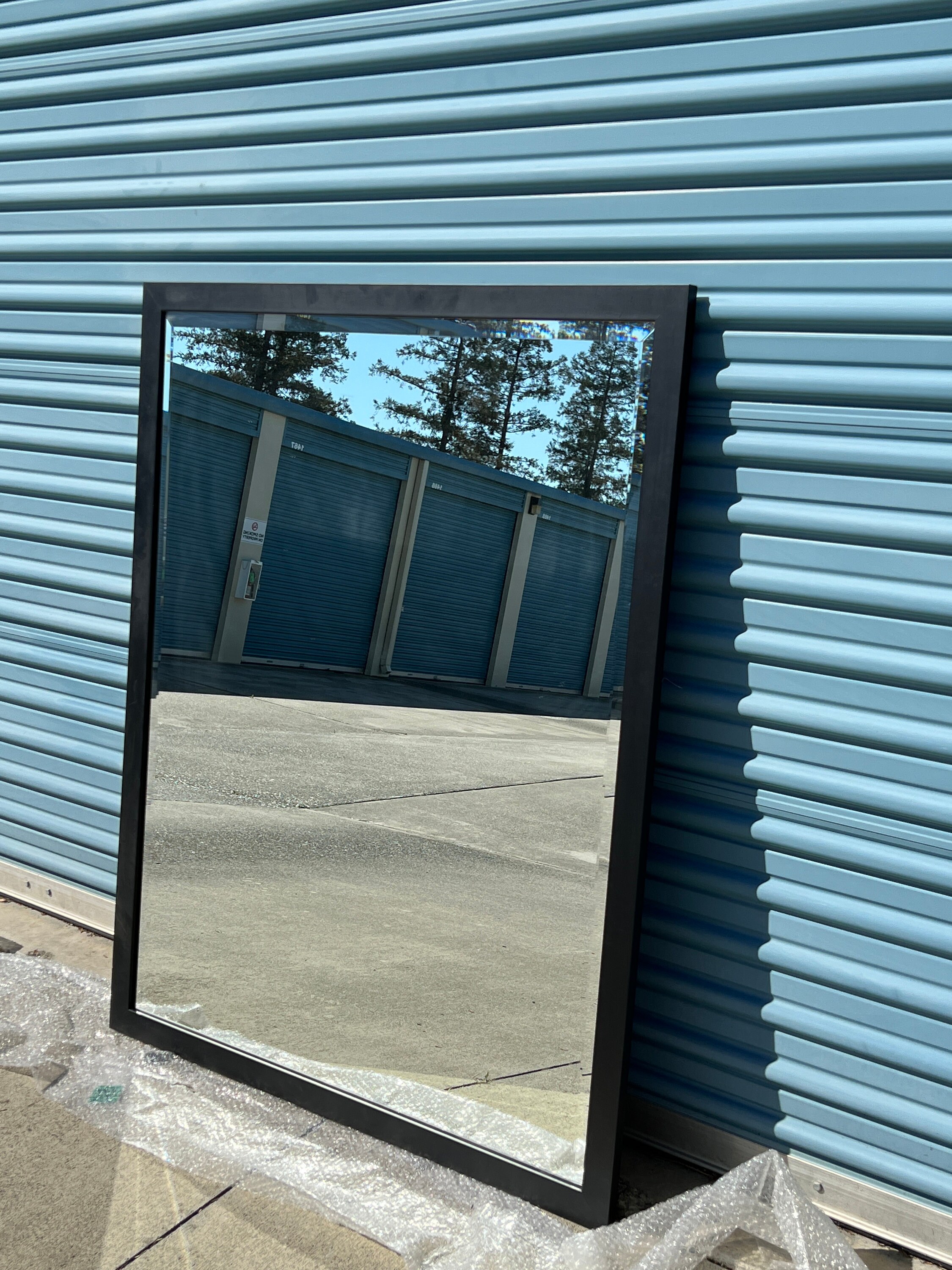 Extra Large Black Contemporary Frame With Beveled Mirror, 38x48 (over ...