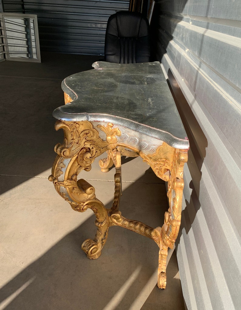 Gold & Silver Leaf Ornate Console Table, 55x21 - Etsy