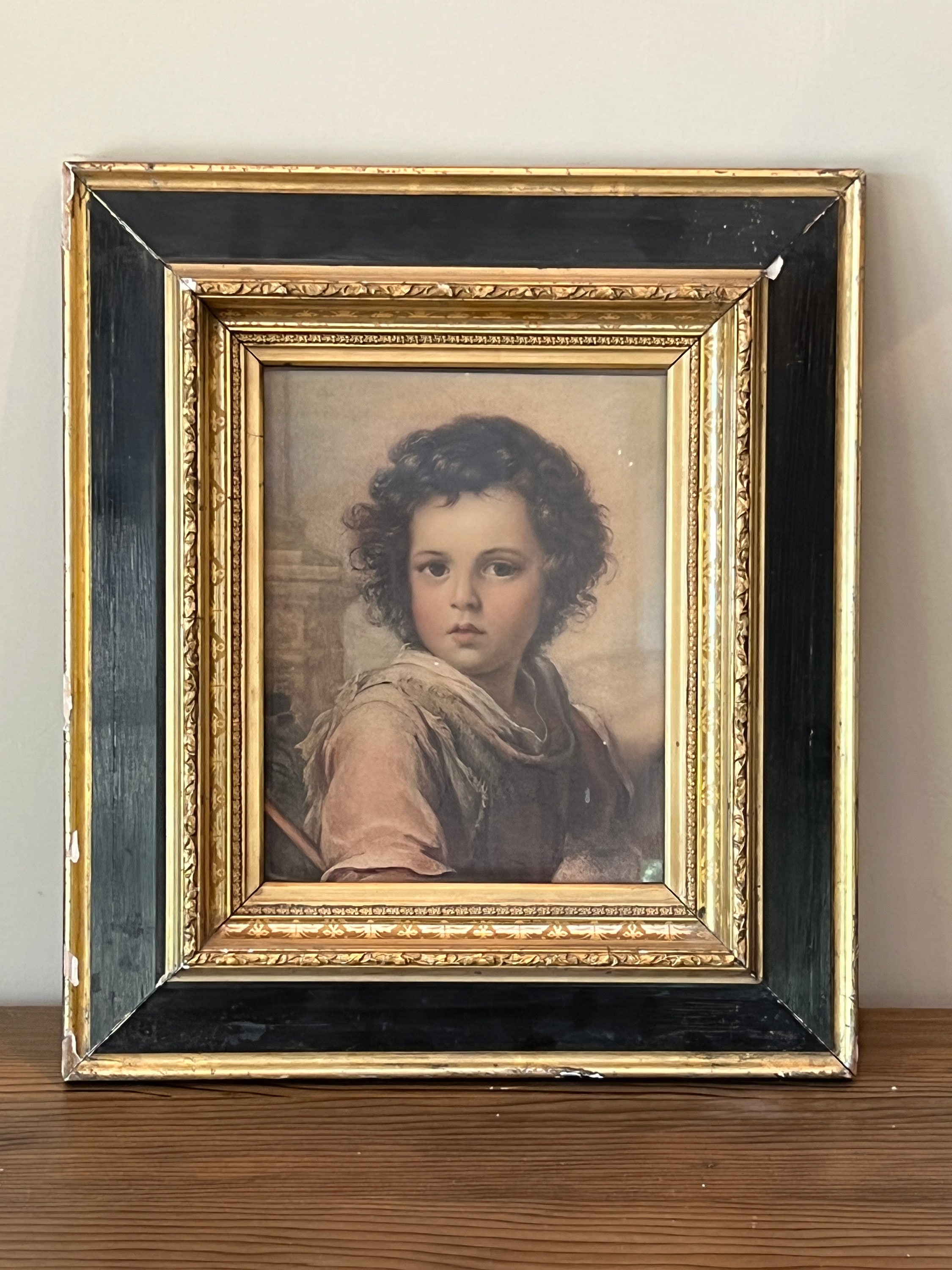 Vintage Murillo Print in Antique Gold Frame, 15x17 - Etsy