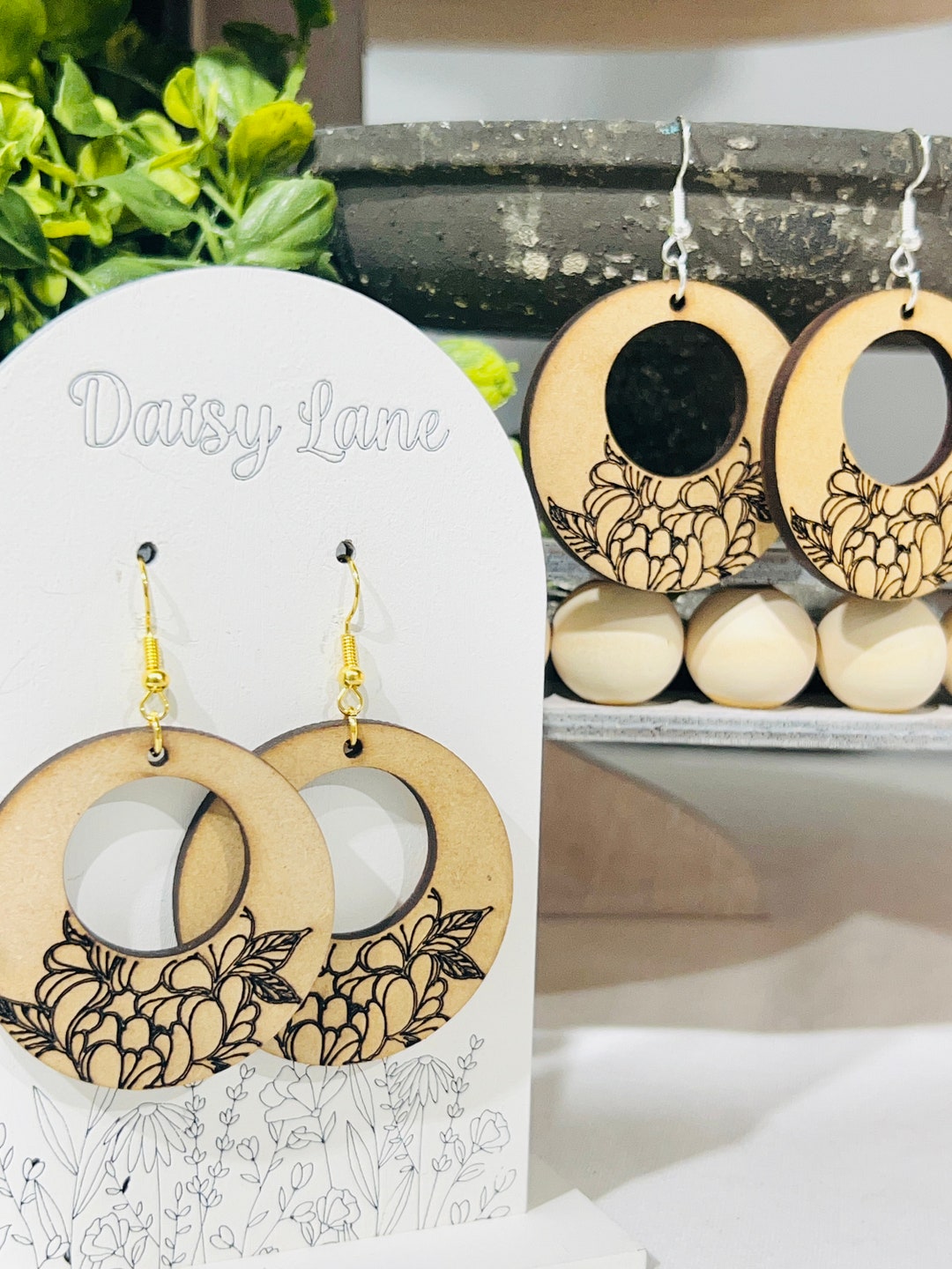 Large Circle Cutout Paint Your Own Earrings Laser Cut Wood Earrings ...