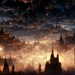 4 Images of a Distant Cityscape, Magical City at Night, Digital ...