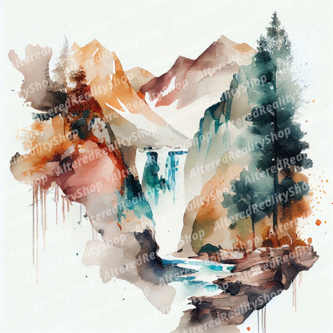 4 Landscape Prints, Digital Download of Watercolor Paintings ...