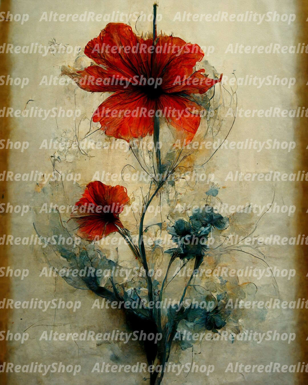 4 Images of Flowers Digital Download, Encaustic Painting, Wall Art ...