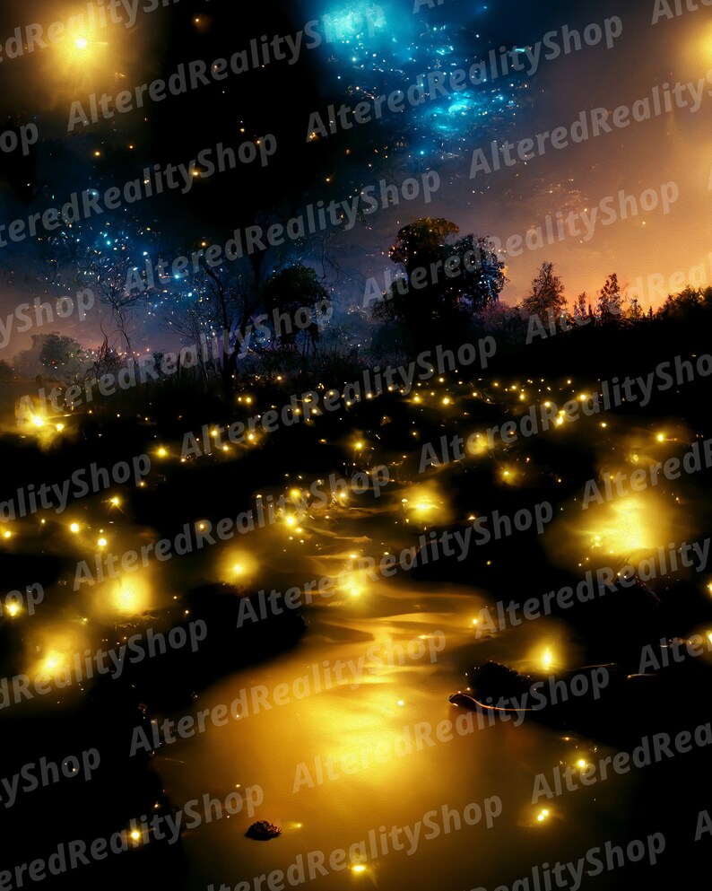 4 Images of Magical Night Landscape, Surreal Art Digital Download ...