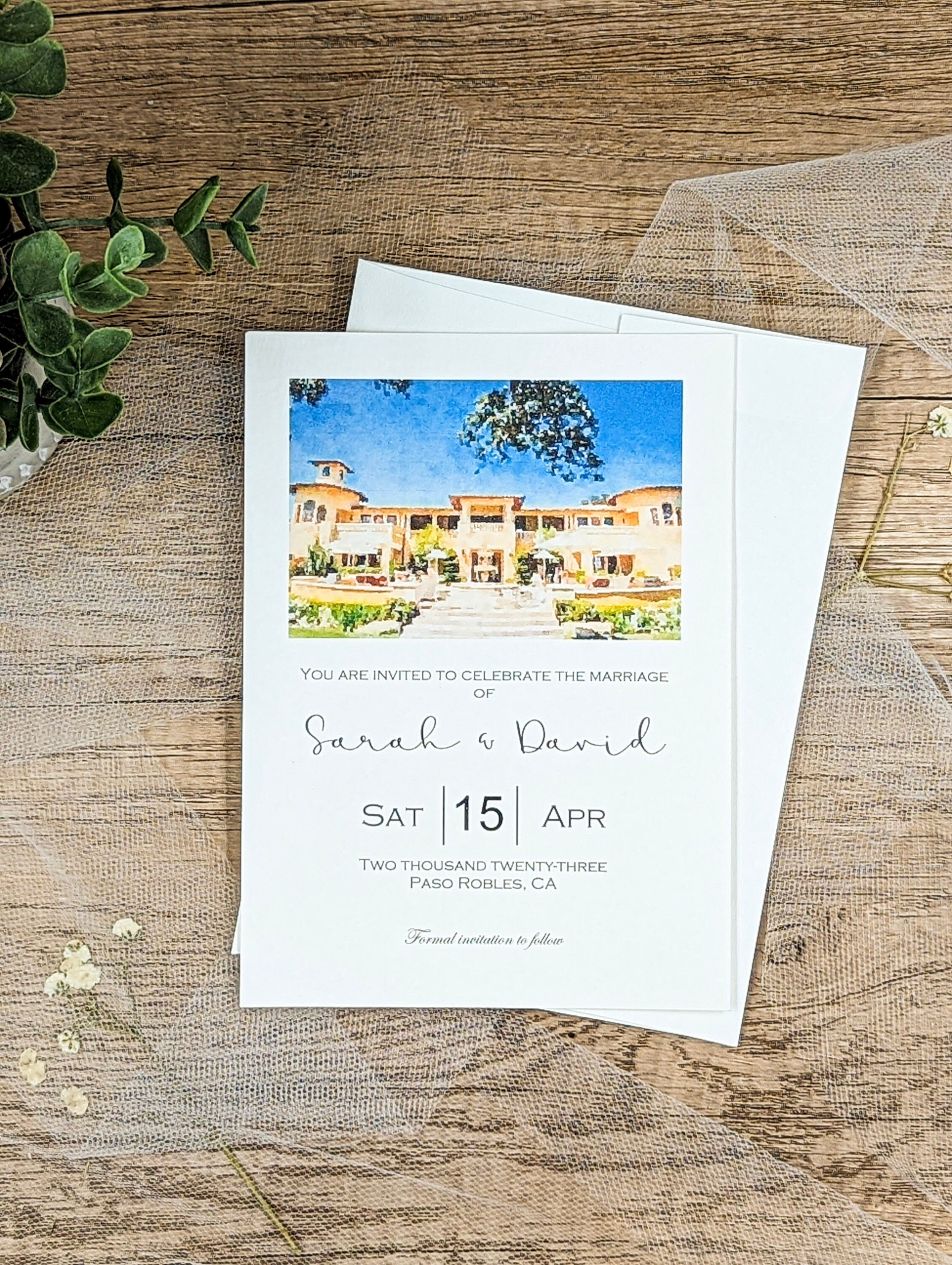 Watercolor Venue Wedding Invitation Custom Watercolor Save - Etsy