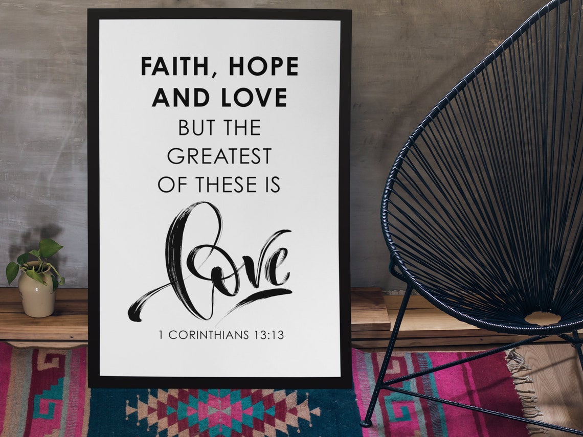 1 Corinthians 13, Faith, Hope, and Love Bible Verse, Christian Wall Art ...