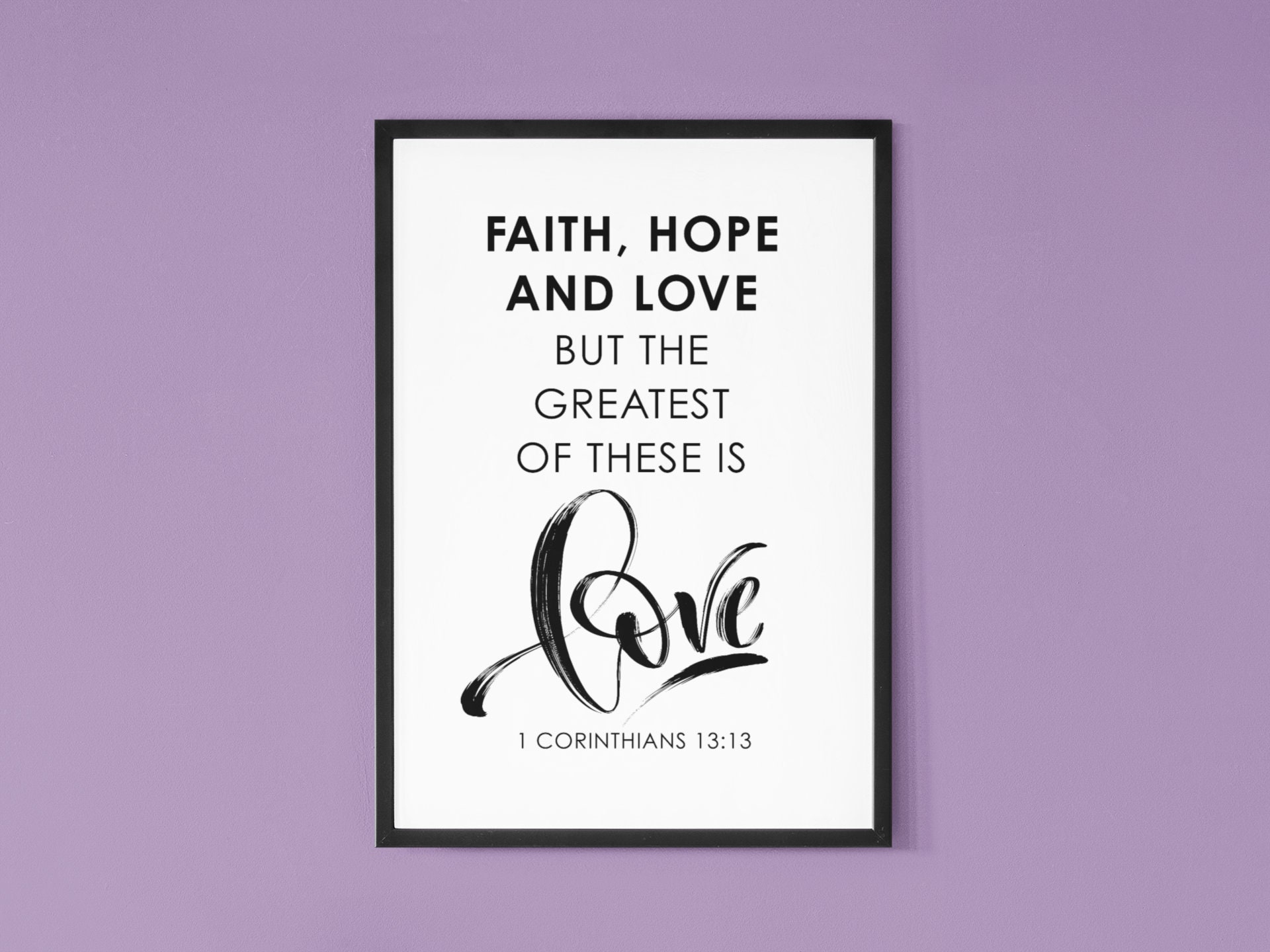 1 Corinthians 13, Faith, Hope, and Love Bible Verse, Christian Wall Art ...