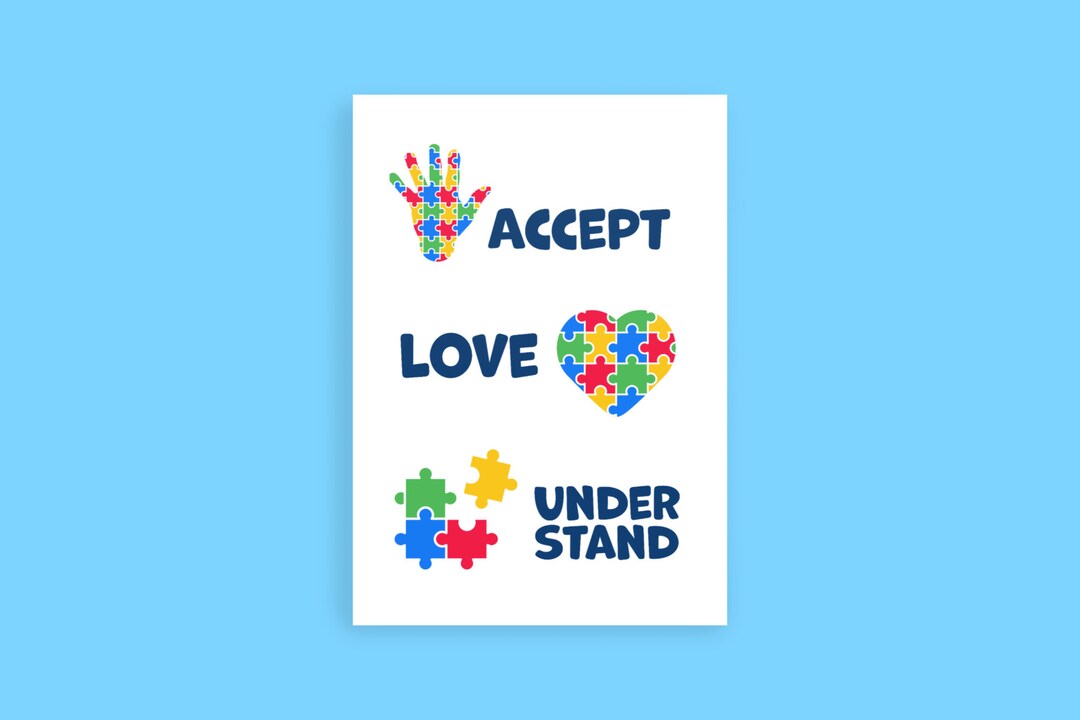Accept Love Understand Autism, Printable Wall Art, Inspirational Quote ...