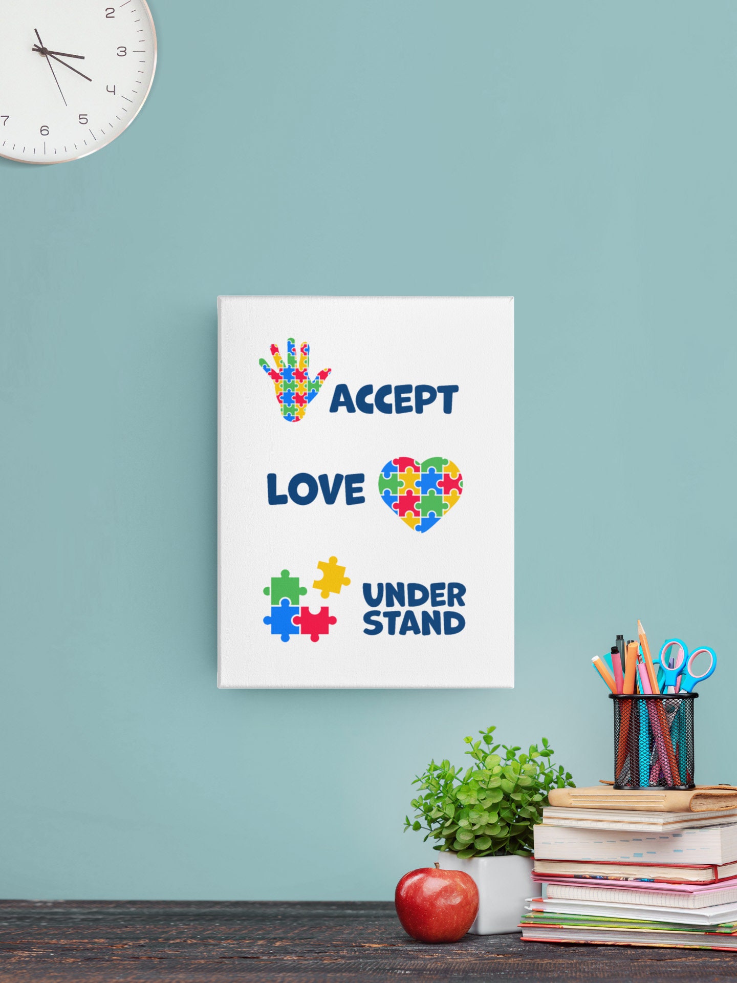 Accept Love Understand Autism, Printable Wall Art, Inspirational Quote ...