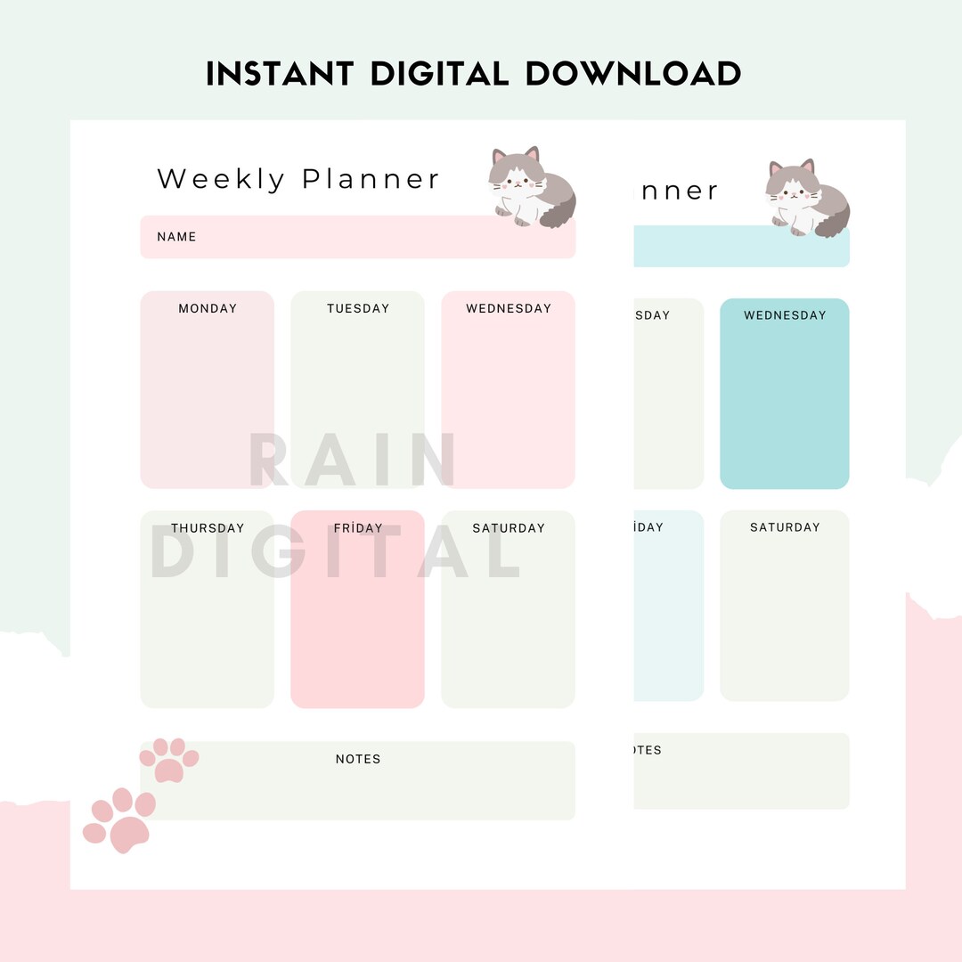 Weekly Digital Planner, the Weekly Planner Instant Download ...