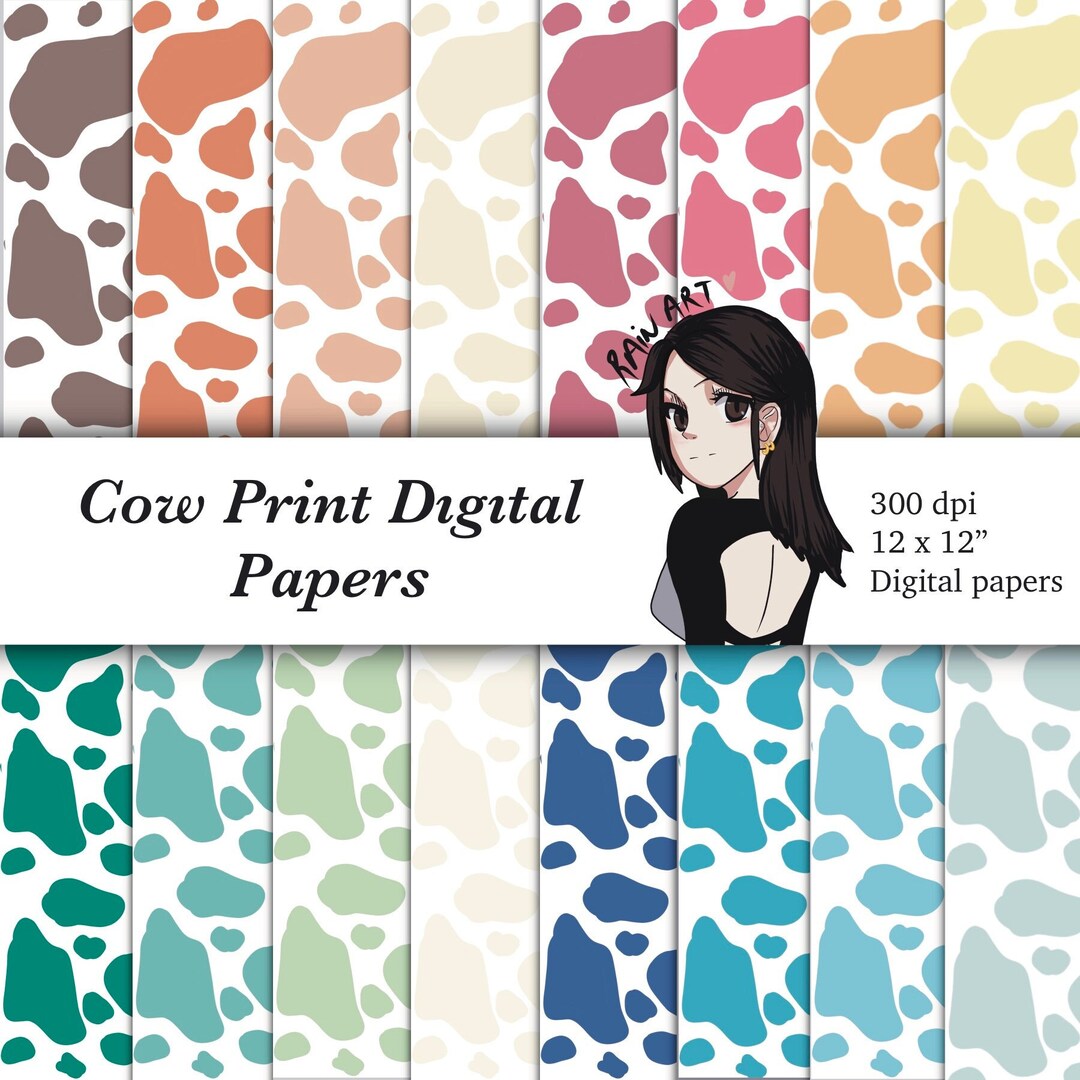 Cow Print Papers Download Commercial Use Instant Cow Digital Paper Pack ...