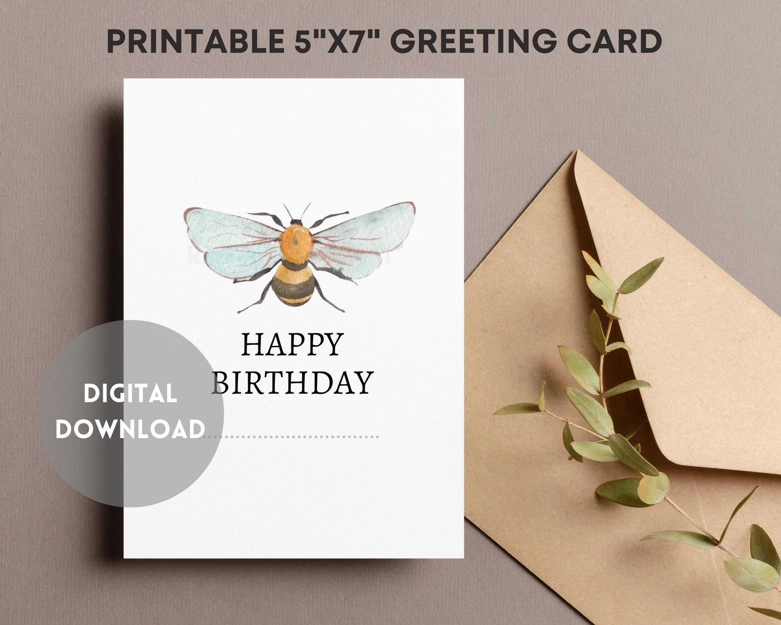 Soft and Natural Birthday Card, Bee Card, Happybirthday, Gift for ...