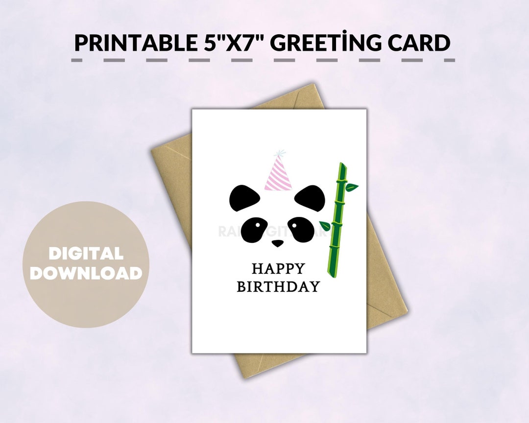 Soft and Natural Birthday Card, Panda Card, Happybirthday, Gift for ...