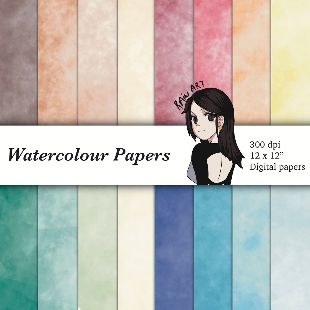 Watercolor Texture Digital Paper Pack: Commercial Use (PDF, JPG, PNG ...