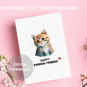 Cute Cat, Kitty Birthday Card, Cat Card, Happybirthday, Gift for ...
