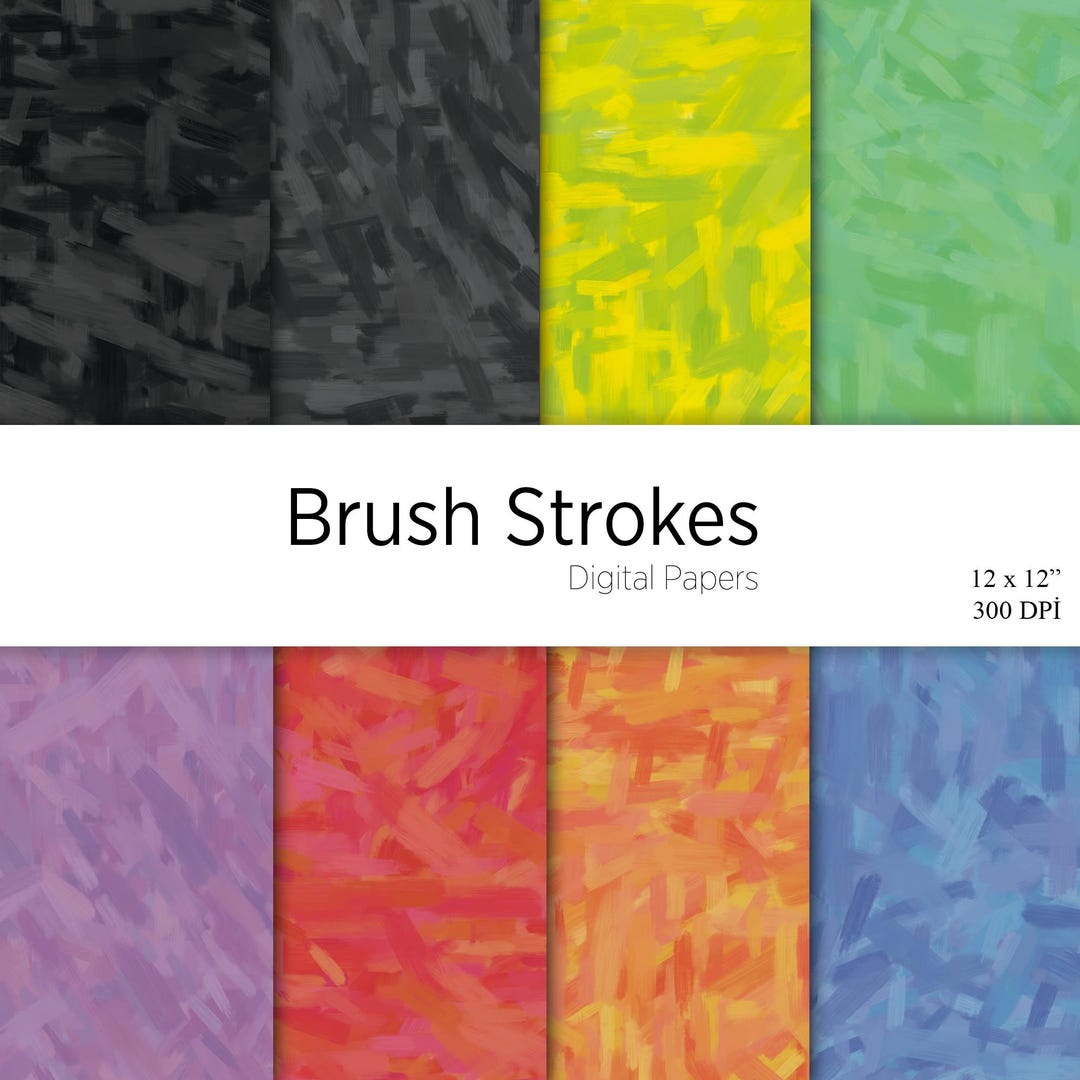 Brush Stroke Digital Papers, Digital Papers, Watercolor Digital Papers ...