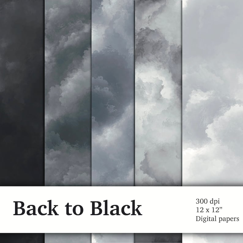 5 Black Texture Digital Papers, Commercial Use Instant Download Black ...