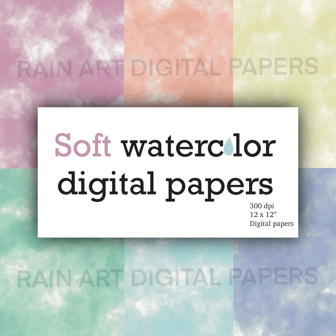 6 Soft Watercolor Texture Digital Papers, Commercial Use Instant ...
