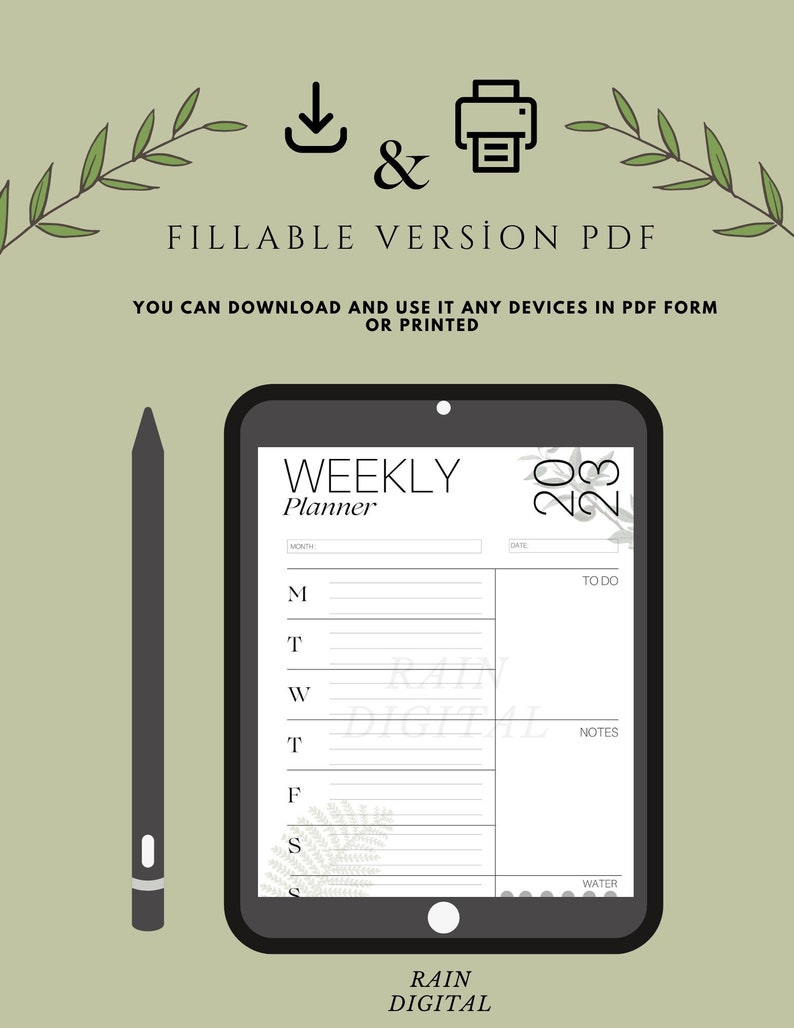 The Daily Digital Planner Instant Download for Organisation Notepad ...