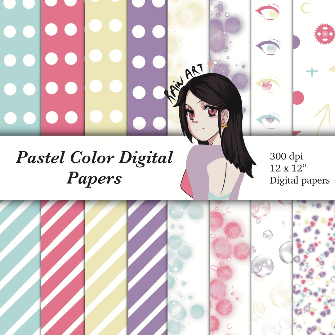 16 Pastel Color Texture Digital Papers, Commercial Use Instant Download ...