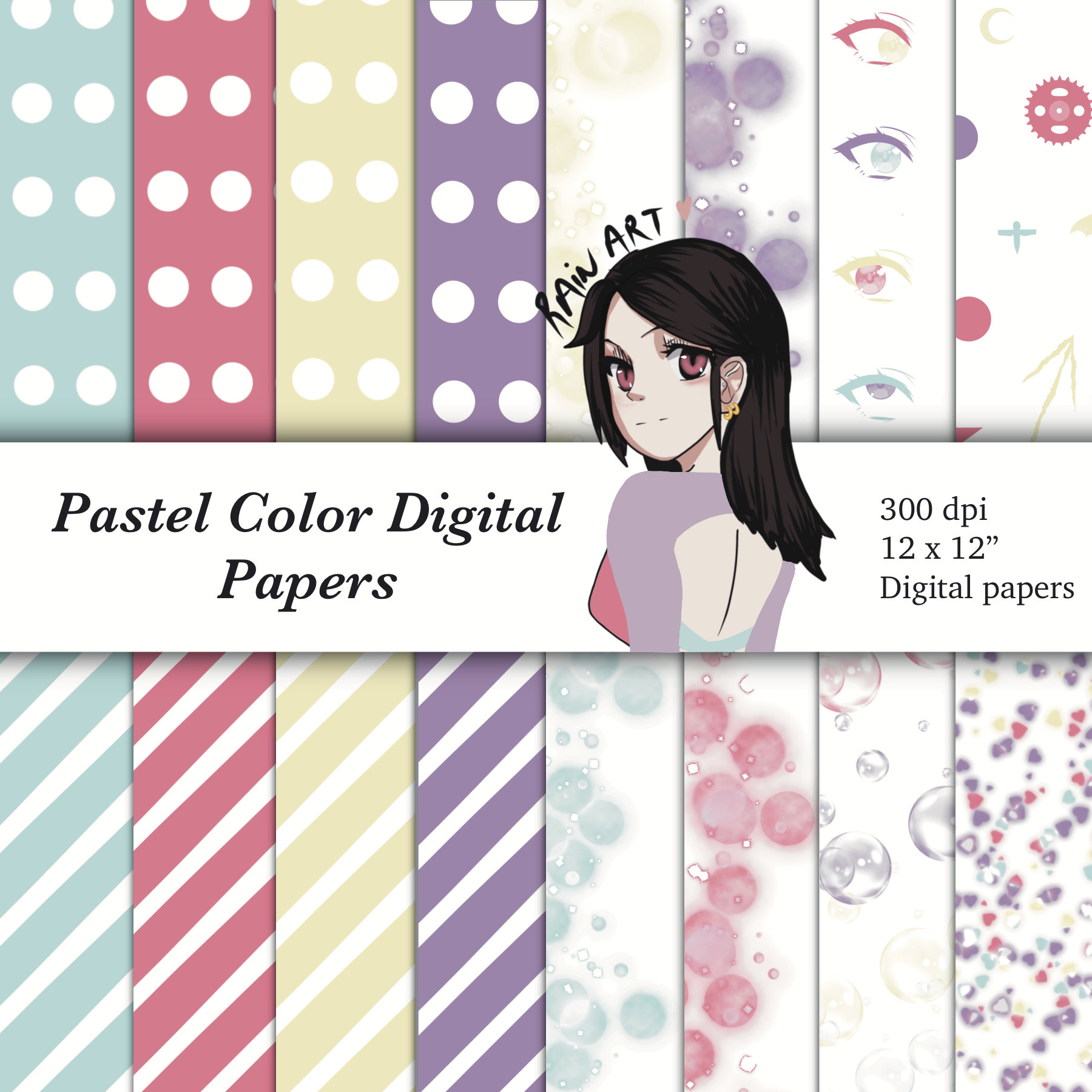 16 Pastel Color Texture Digital Papers, Commercial Use Instant Download ...