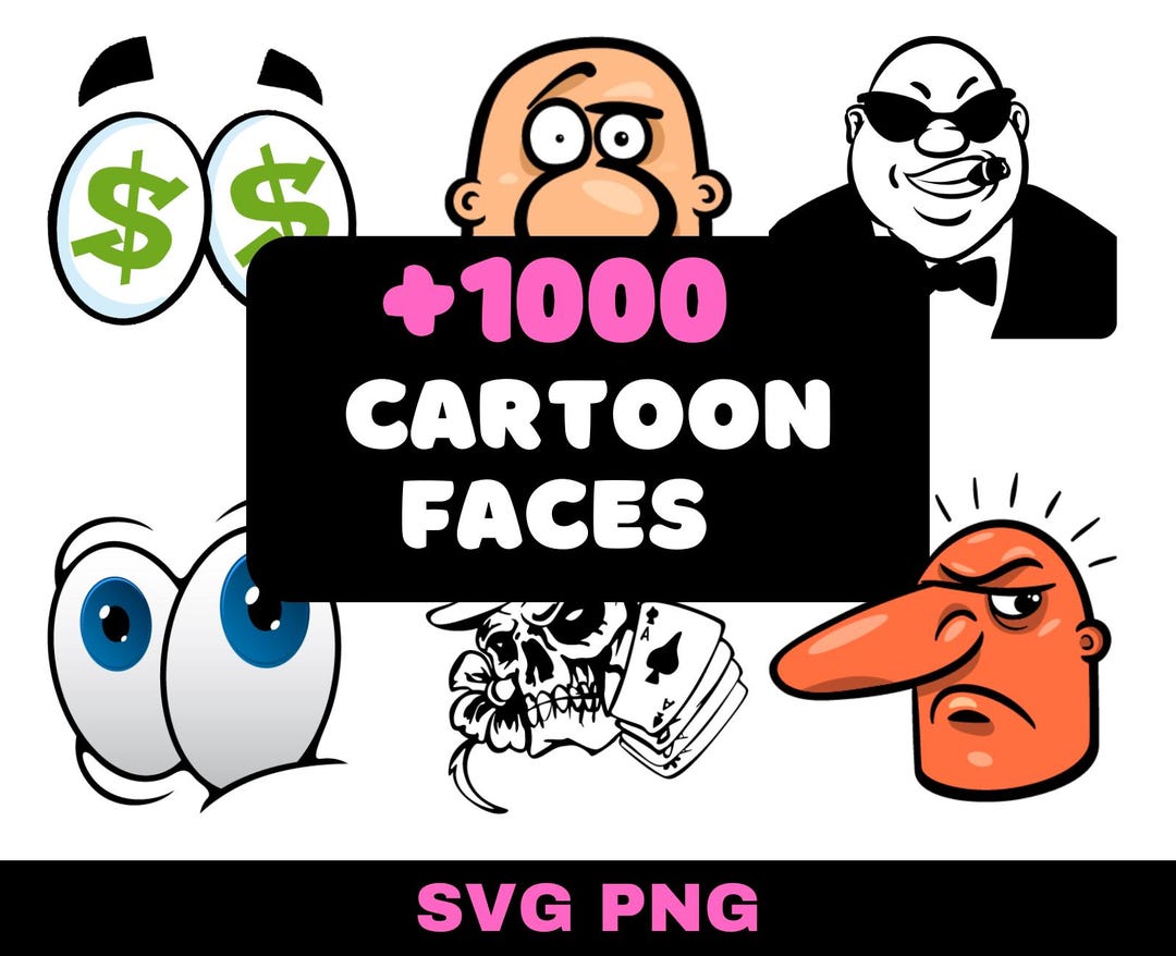 Cartoon Faces SVG Bundle | Cute Funny Face SVG | Smiley Face Svg Bundle ...