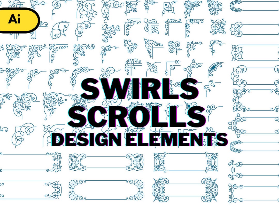 Swirls Ai / Scrolls Ai / Design Elements / Logos Ai / - Etsy